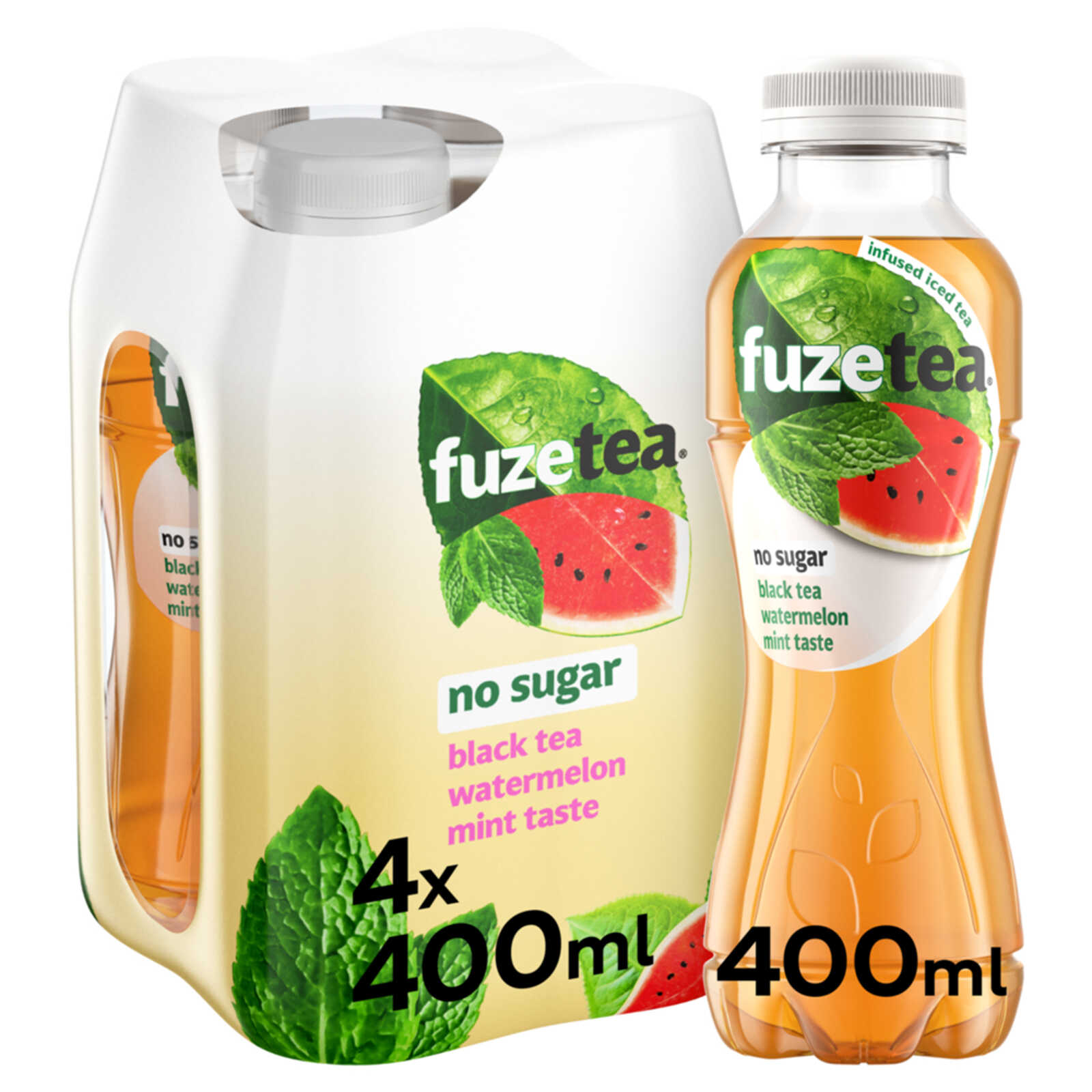 Fuze Tea | Zwarte thee |Watermelon Mint| No sugar |PET | 4 x 40 cl ...