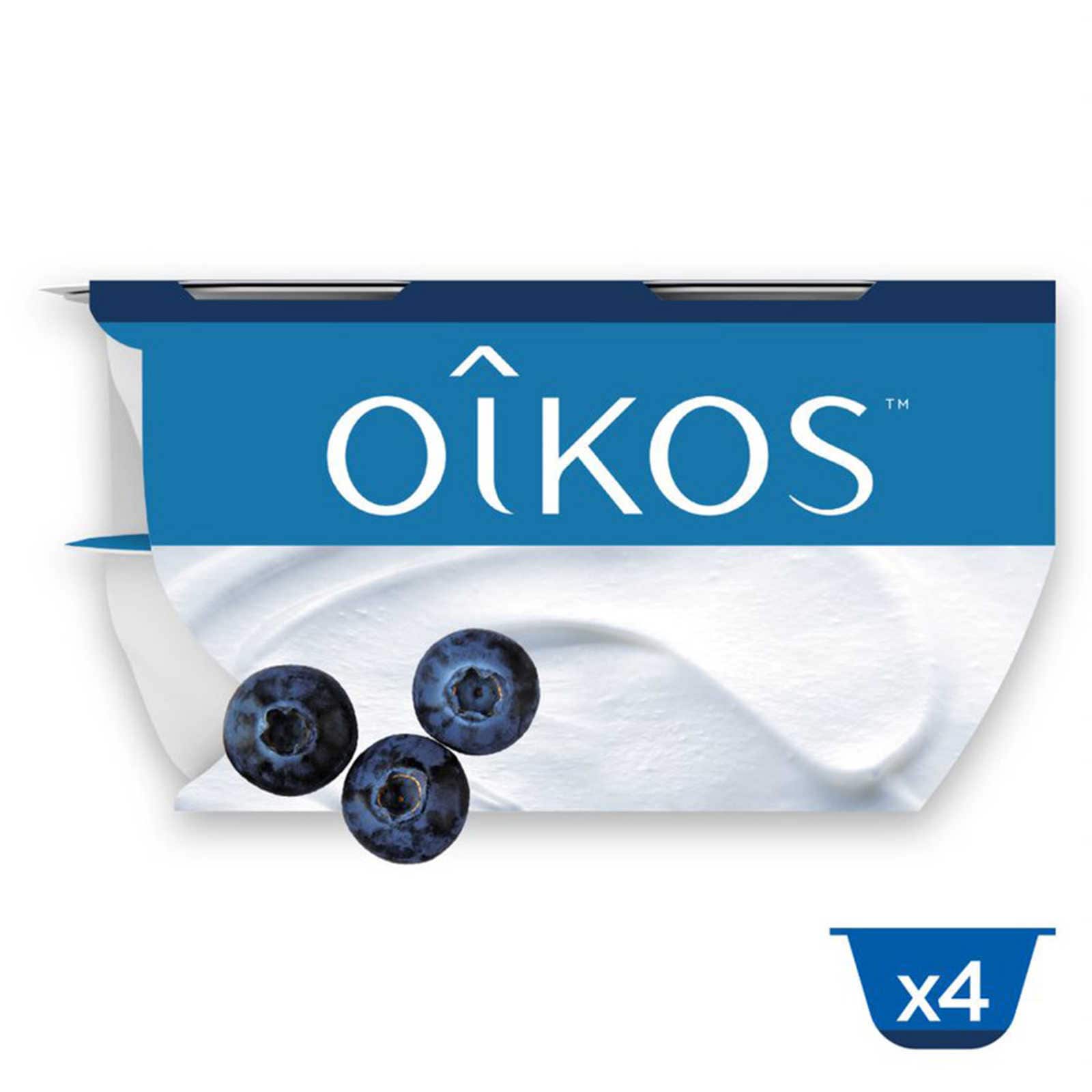 Oikos | Yaourt | A la Grecque | Myrtille | 4 x 125 gr | Delhaize