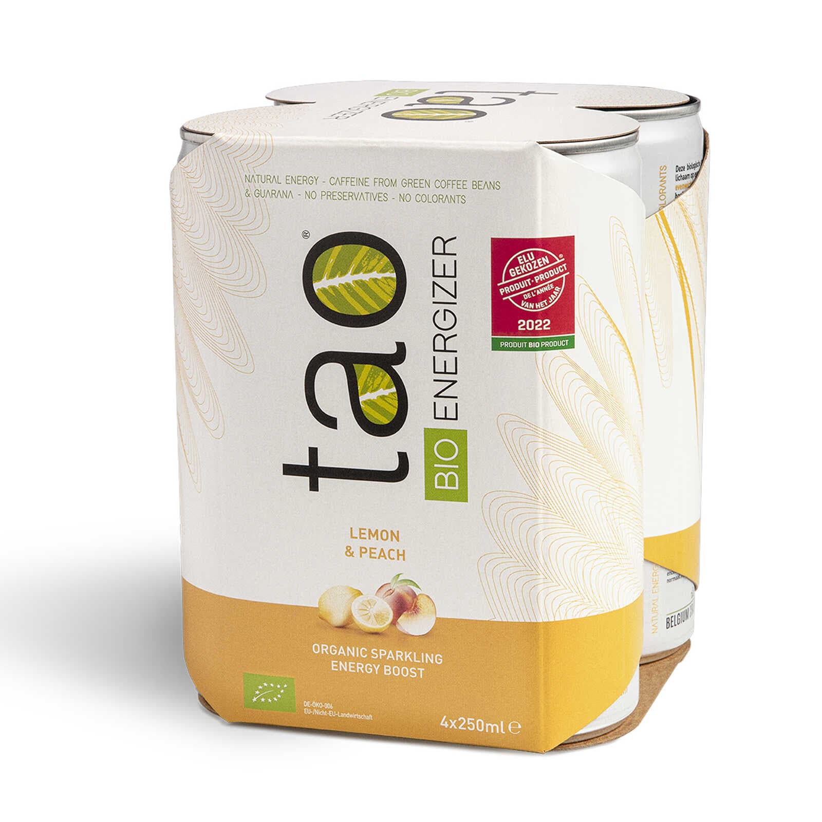 Tao | Tea energizer | Citron Pêche | Bio | Pet | 4 x 25 cl | Delhaize