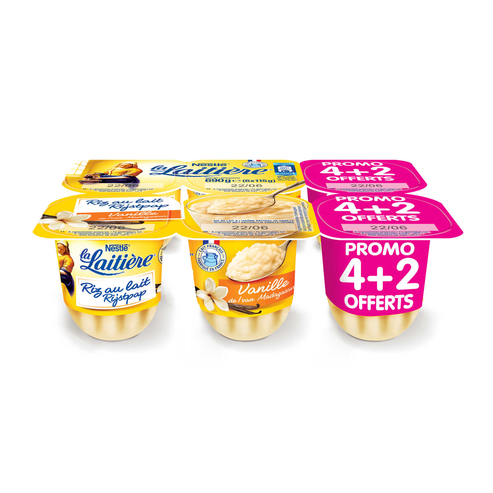 La Laitière | Riz au lait | Entier | Vanille | 4+2 gratuit | 690 gr ...