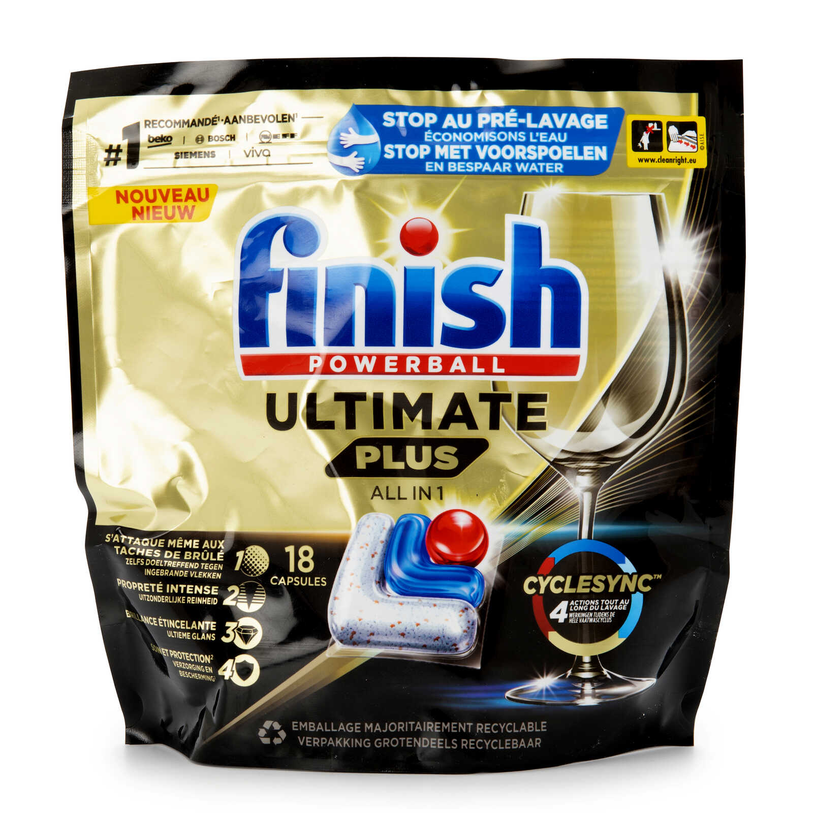 Finish | 18 Tablettes | Lave Vaisselle | Ultimate + | Regular | 18 pc ...