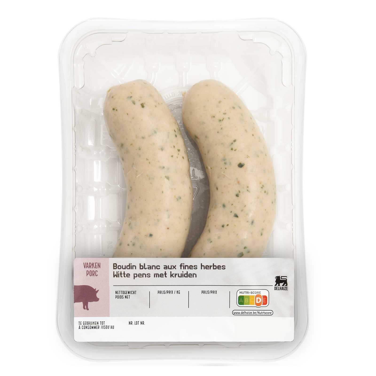Delhaize | Pensen | Wit | Fijne kruiden | Varken | +/- 240 gr | Delhaize