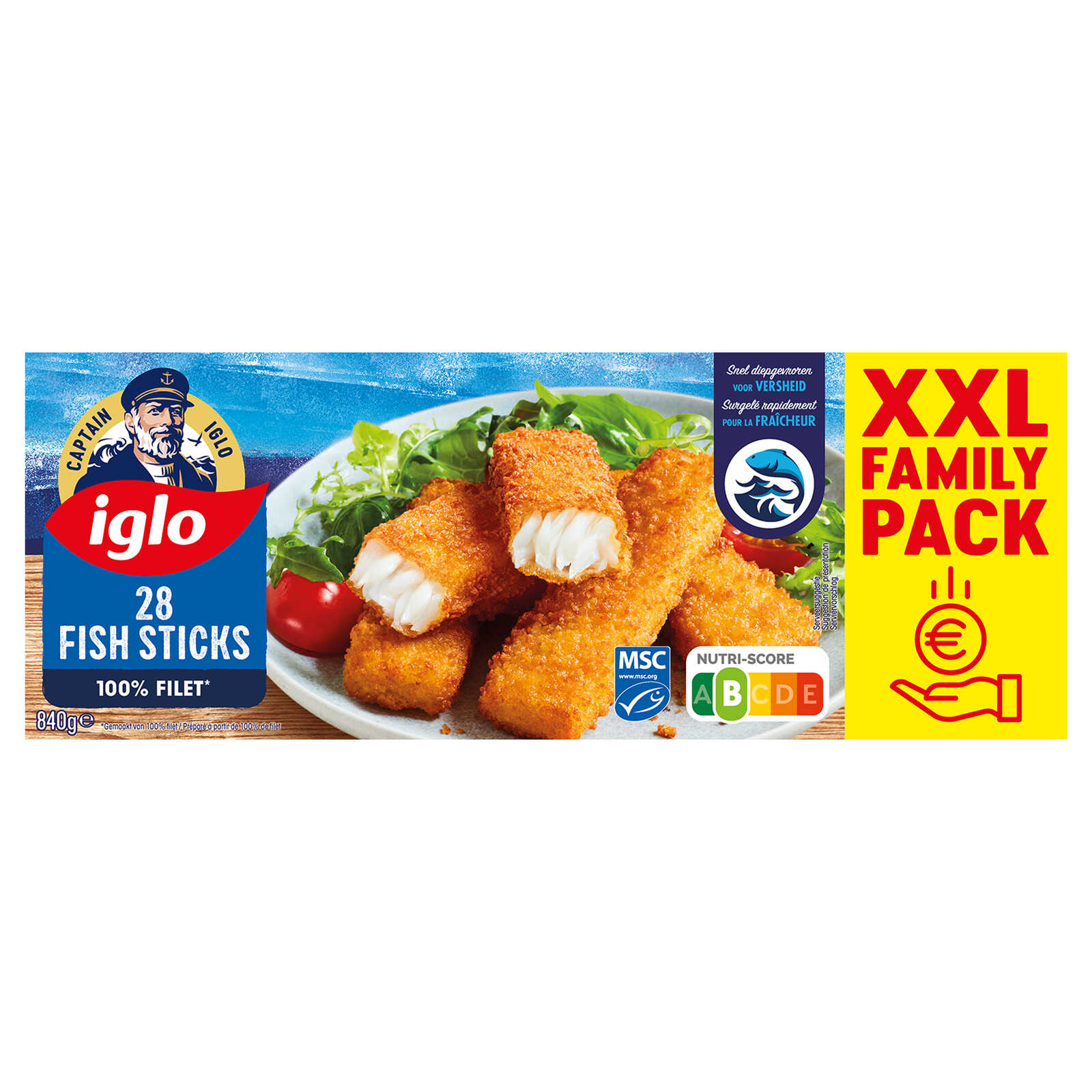 Iglo | Fish Sticks | Paquet de 28 | 840 gr | Delhaize