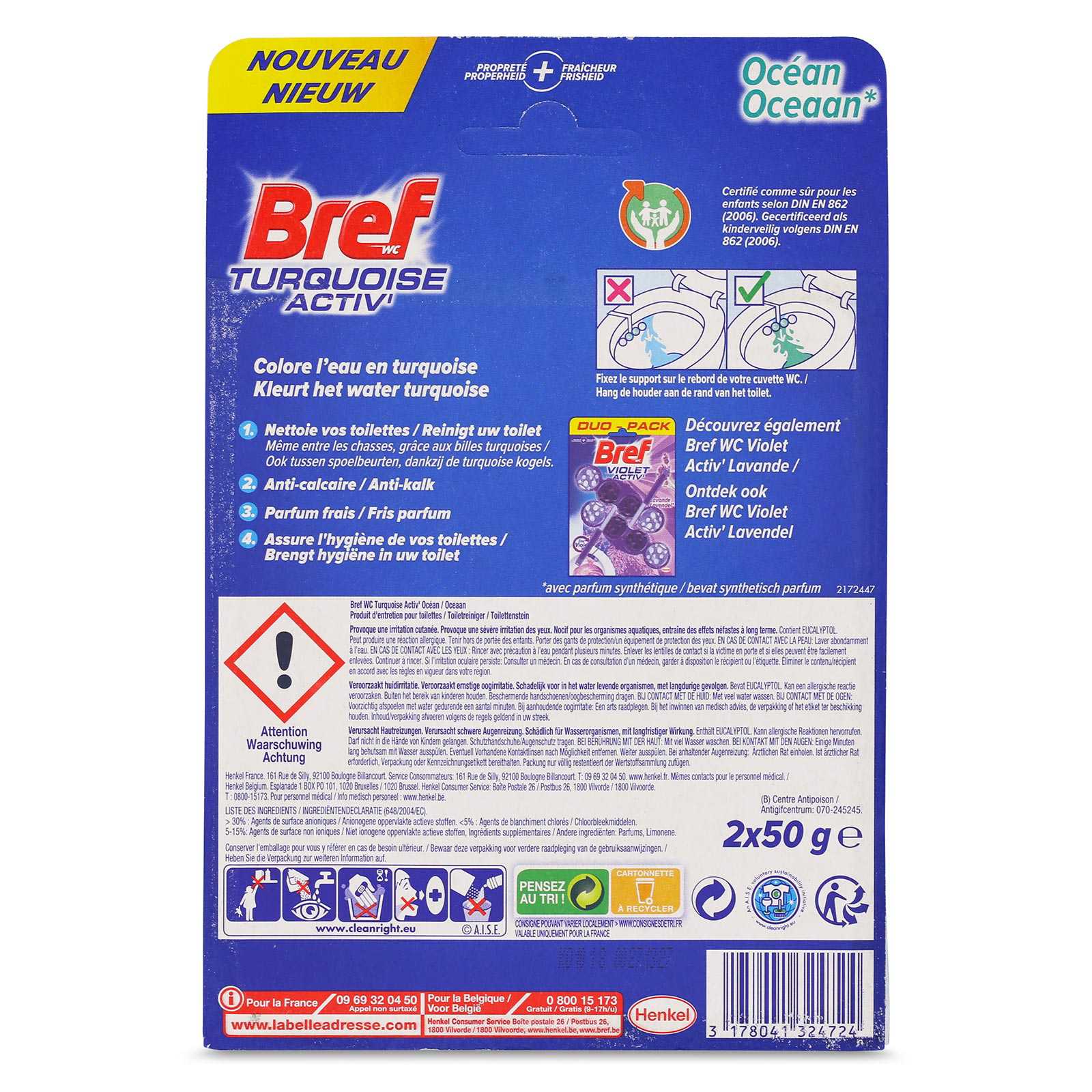 Bref WC | Bloc-WC | Turquoise Activ' | Océan | 2 pc | Delhaize