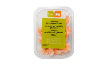 Delhaize | Bio | Crevettes | Cuites-Décortiquées | Bio | 100 gr | Delhaize
