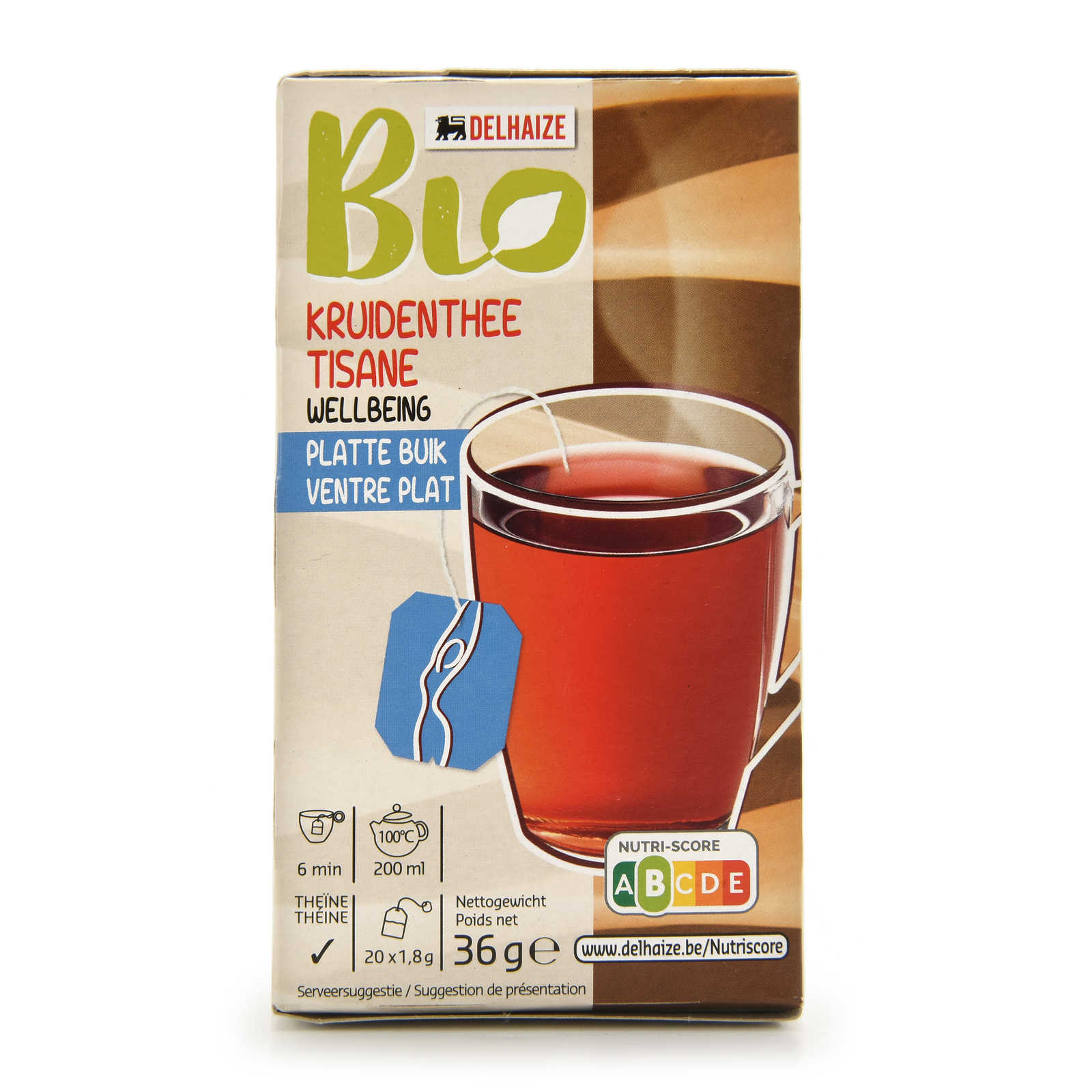 Delhaize | Bio | Kruidenthee | Platte buik | Zakjes | Bio | 20 x 1,8 gr ...
