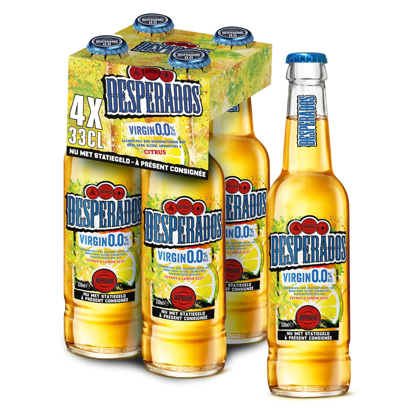 Desperados | Bier | Aguardiente | 0.0 % alc | 4 x 33 cl | Delhaize