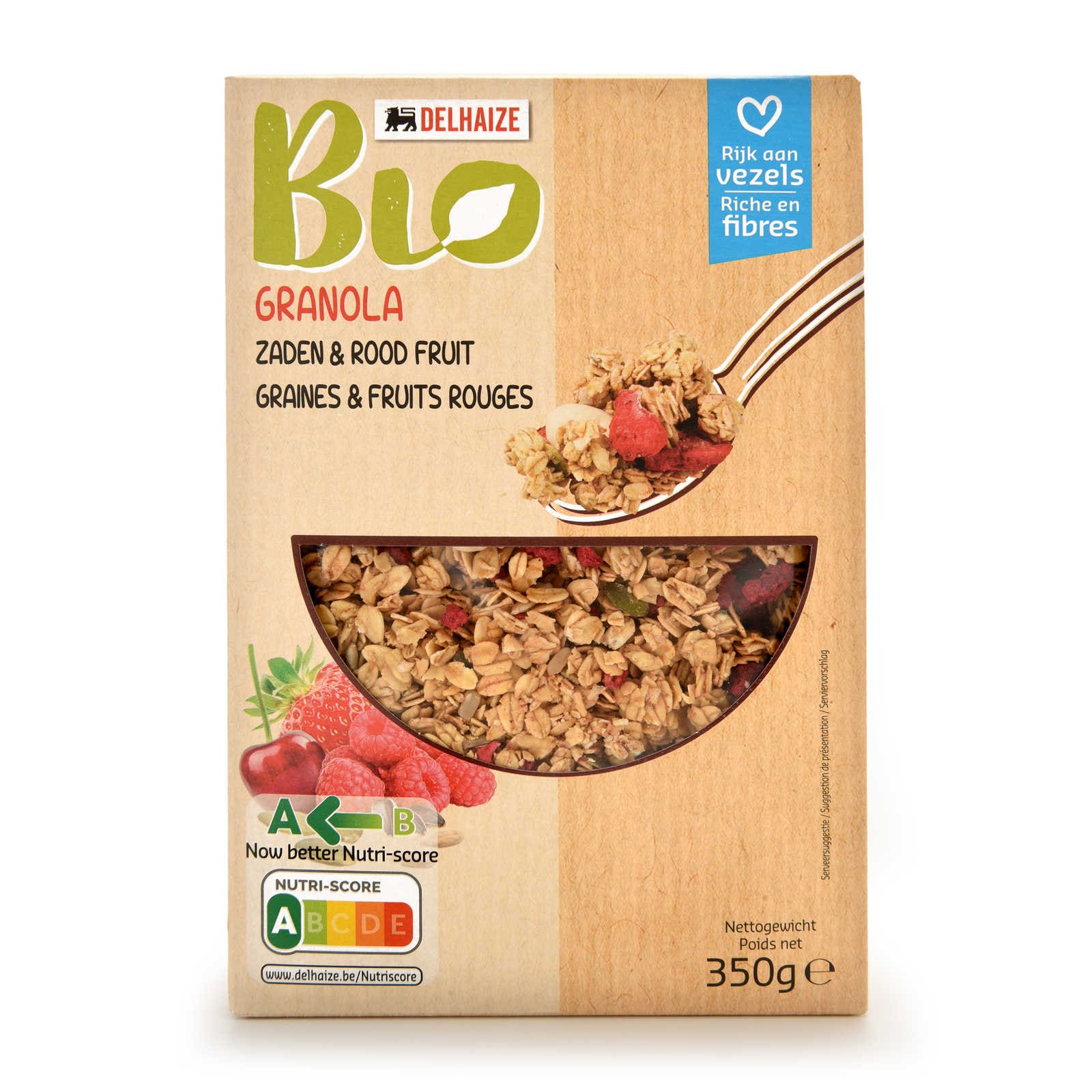 Delhaize | Bio | Muesli | Crunchy | Graines & Fruits rouges | Bio | 350 ...