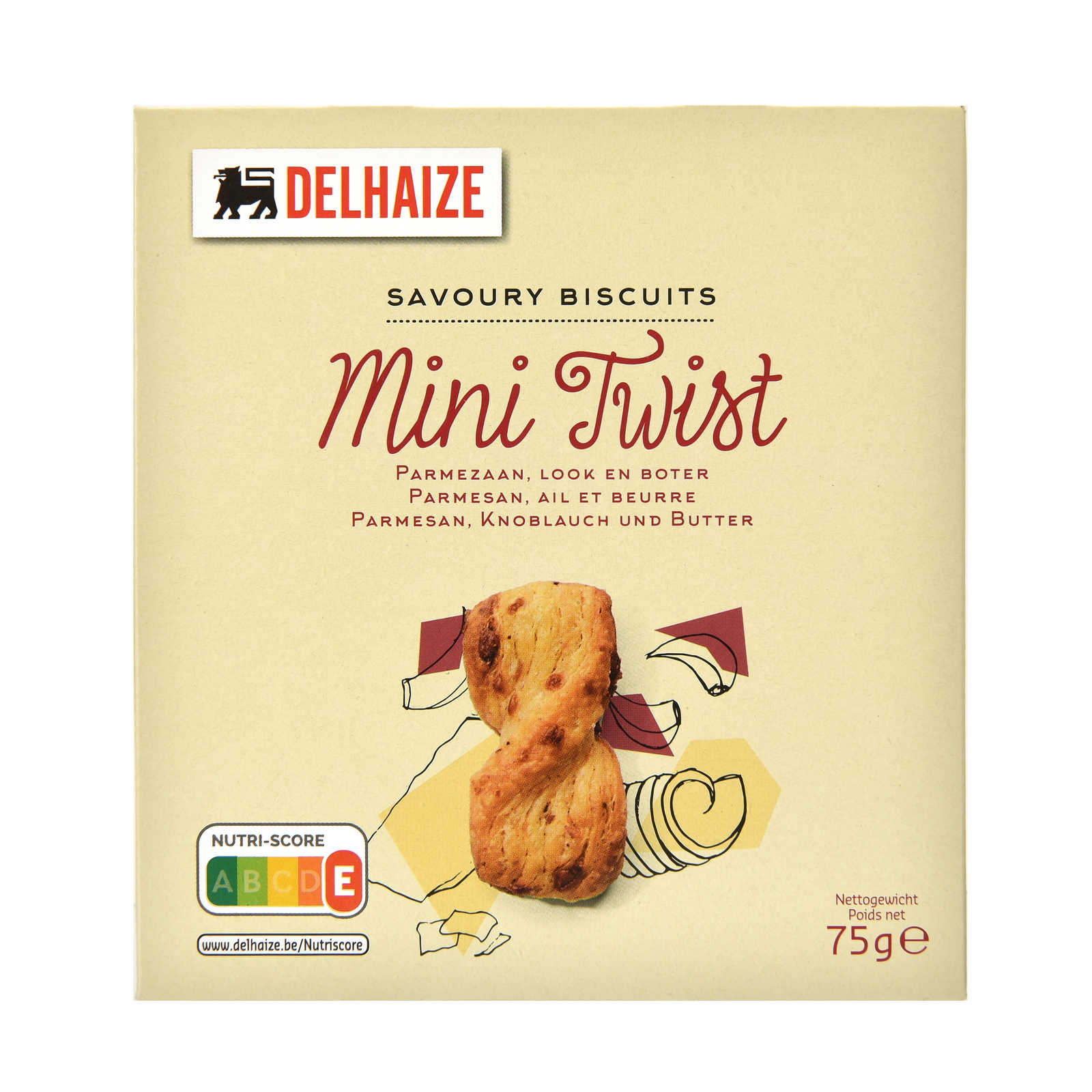 Delhaize | Twists | Mini | Parmezaan-Knoflook-Boter | 75 gr | Delhaize