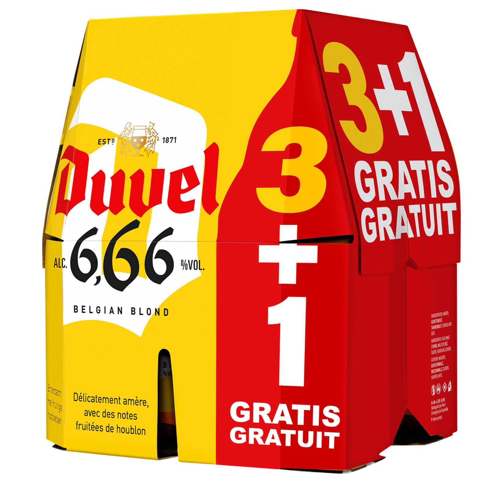 Duvel | Bier | 6,66% alc | 3+1 | 4 x 33 cl | Delhaize