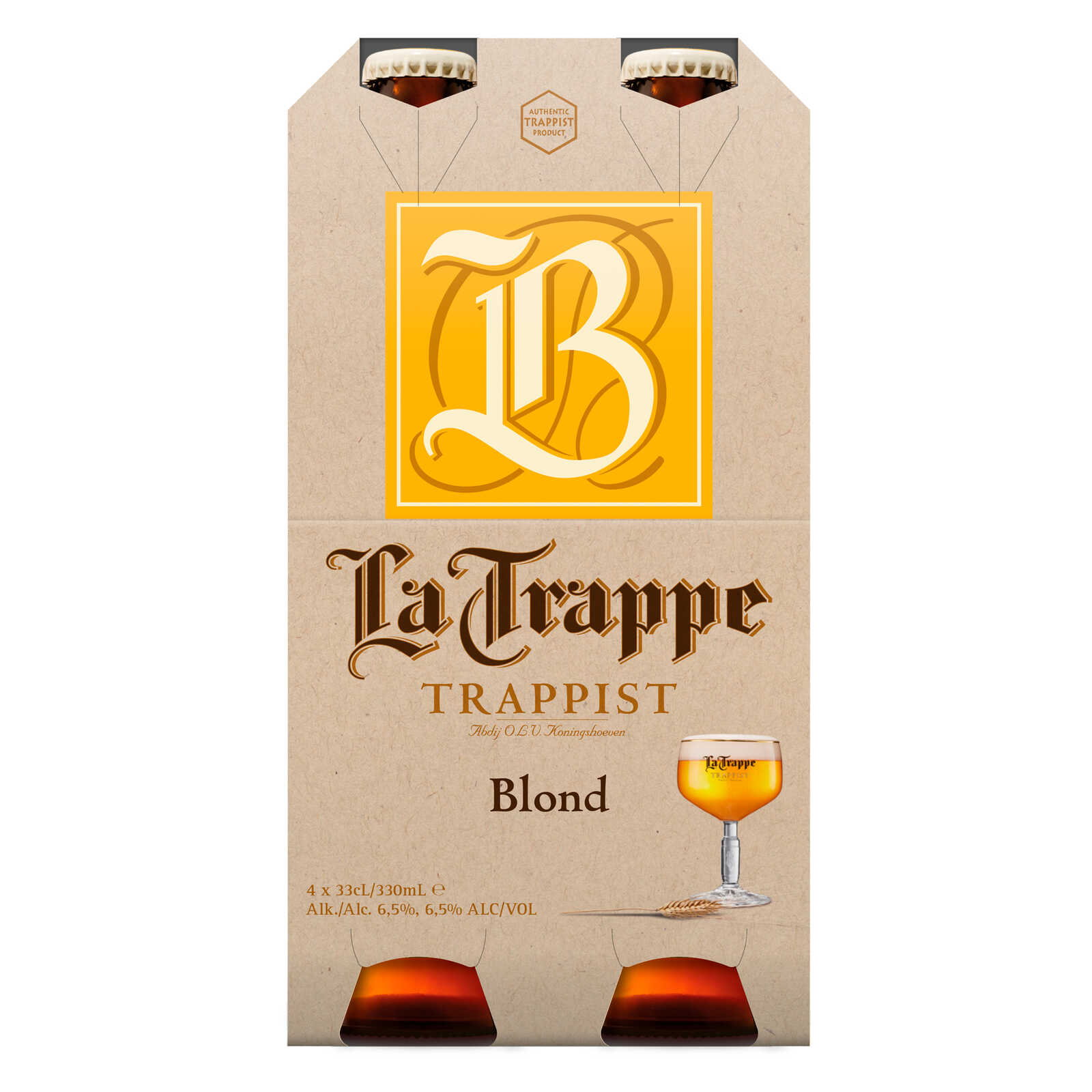 La Trappe | Bière blonde | 6,5% | Bouteille | 4 x 33 cl | Delhaize