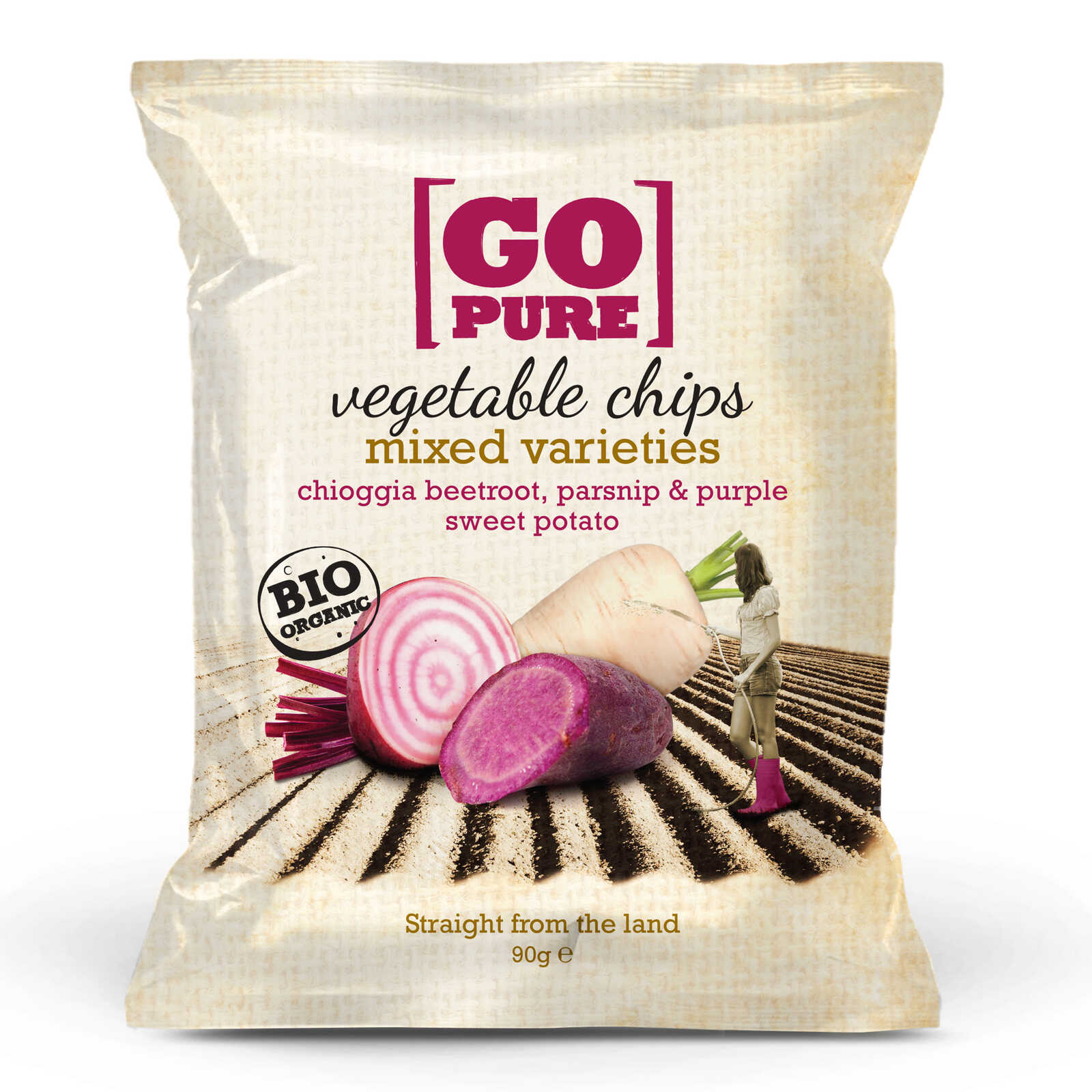 Go Pure | Chips | Légumes | Betterave | Panais | Bio | 90 gr | Delhaize