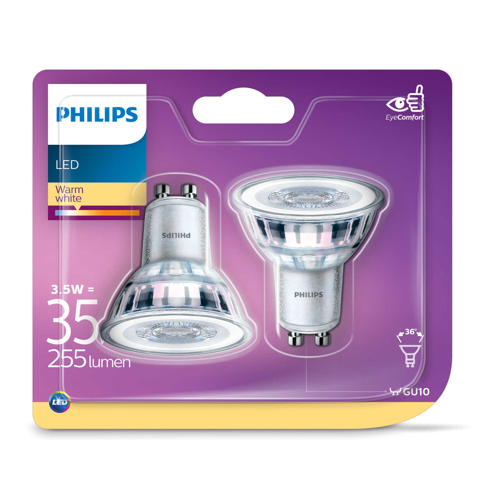Philips | Lamp | LED | 35W GU10 | Warm White | 2 st | Delhaize