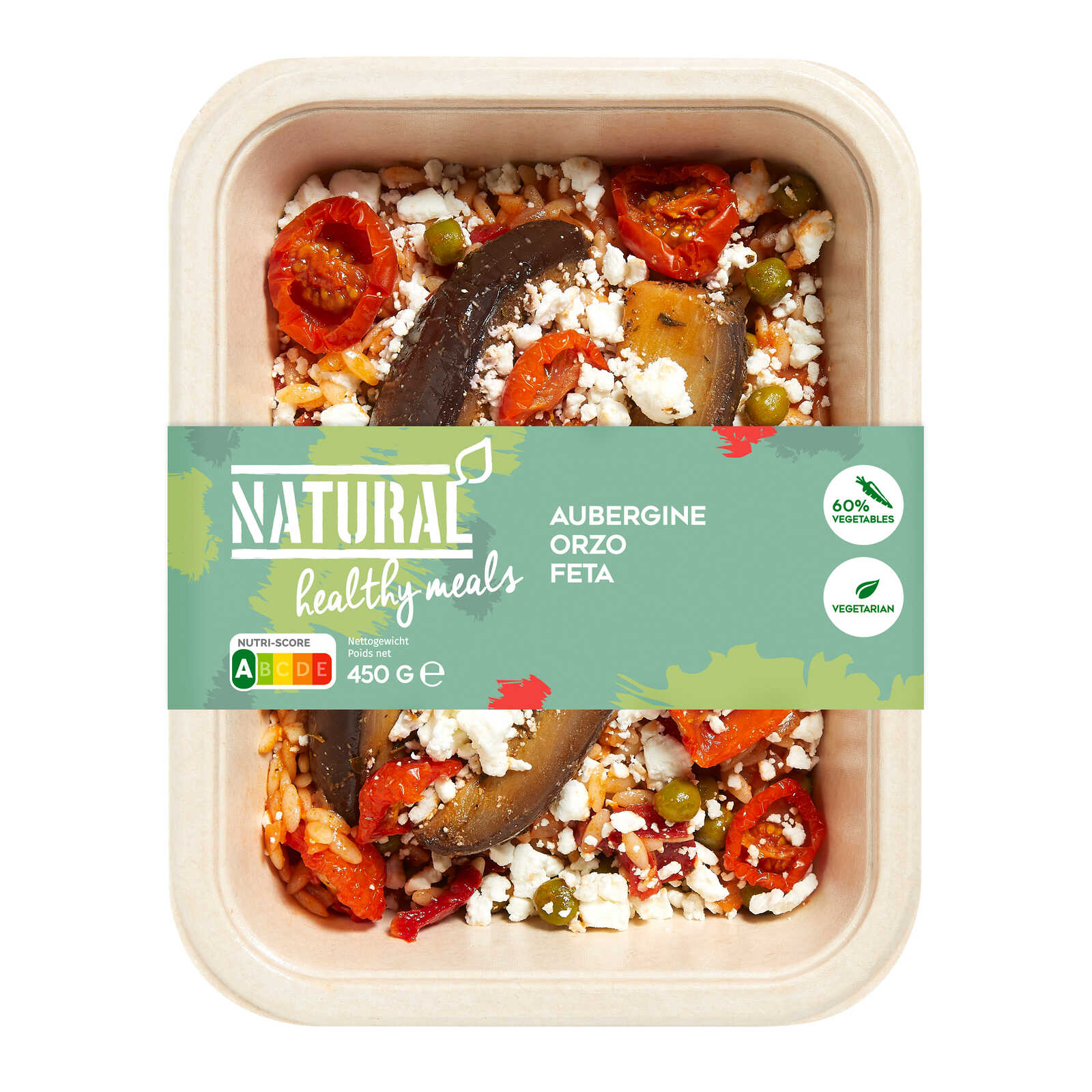 Natural Healthy Meals | Riz pâte | Aubergine | Feta | 450 gr | Delhaize