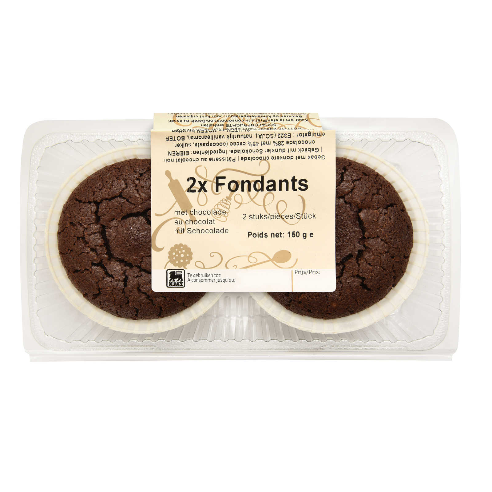 Delhaize | Fondant Chocolat 3+1 | 2 x 150 gr | Delhaize