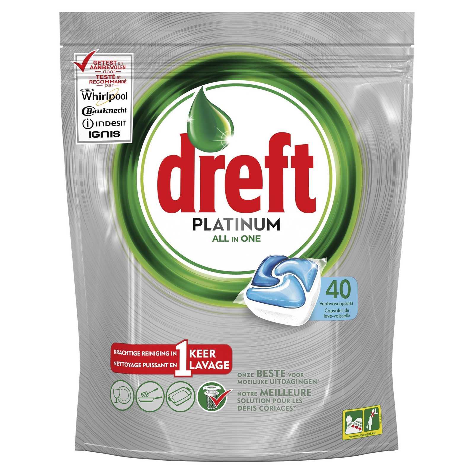 Dreft | Platinum | Vaatwastabletten | Blue | 40 st | Delhaize