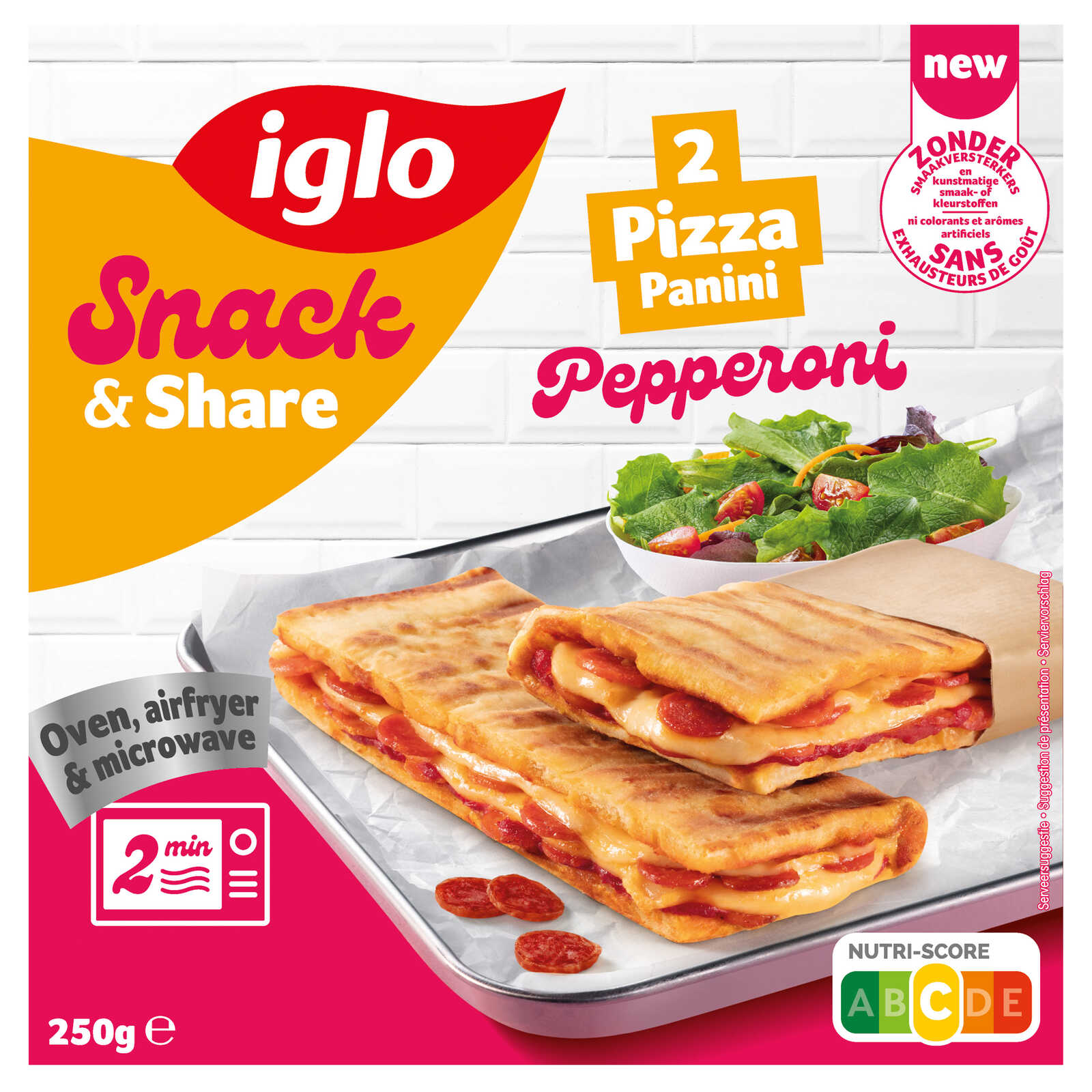 Iglo | Snack & Share | Pizza | Panini | Pepperoni | 250 gr | Delhaize