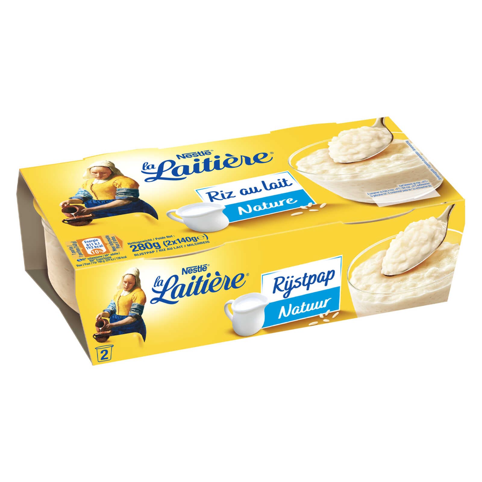 La Laitière | Riz au lait | Nature | 2 x 140 gr | Delhaize