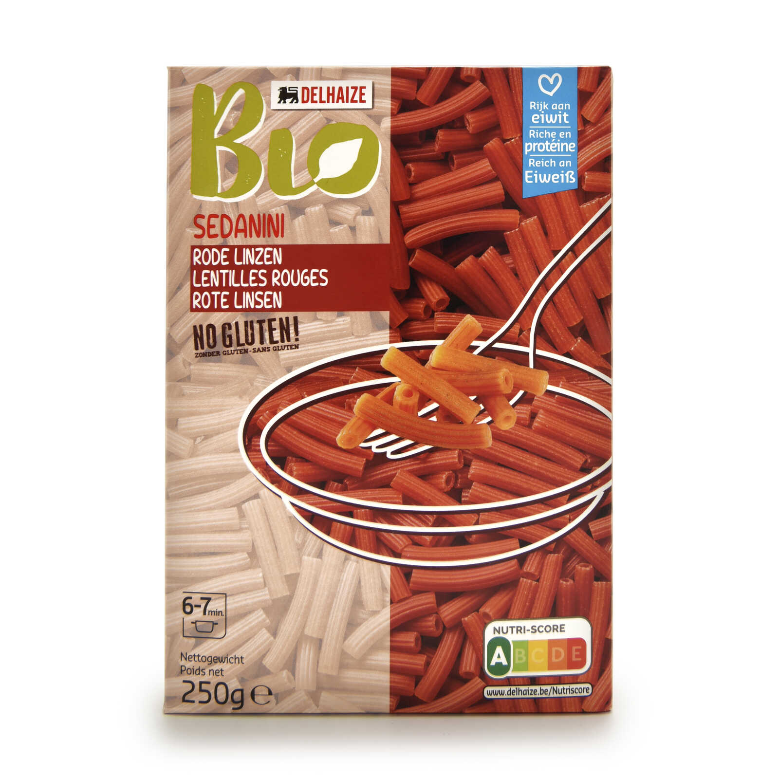 Delhaize | Bio | Pâtes | Sedanini | Lentilles rouges | Bio | 250 gr ...