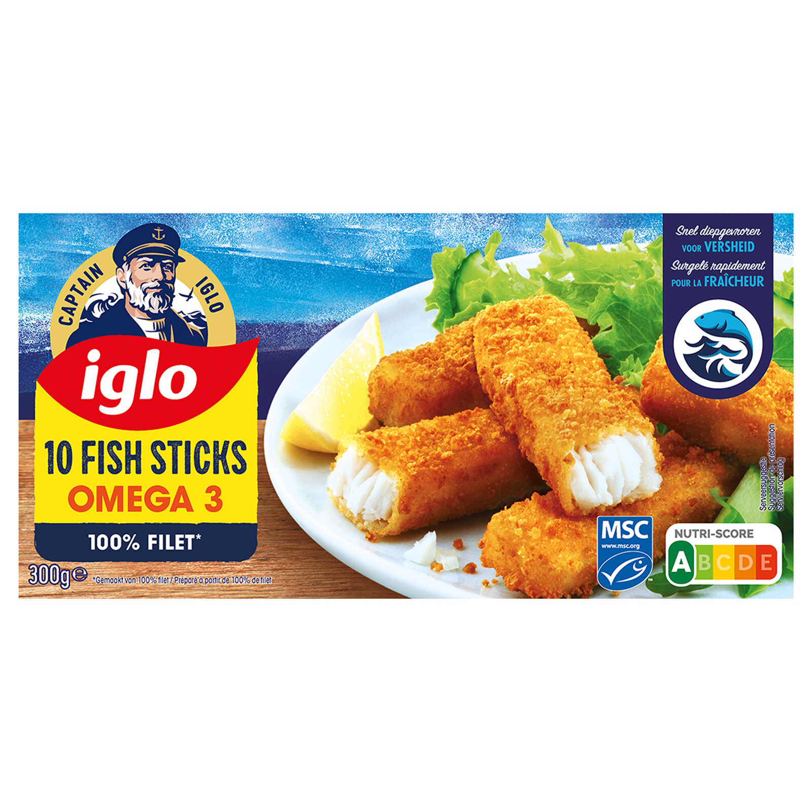 Iglo | Fish Sticks Omega 3 | 10 stuks | 300 gr | Delhaize
