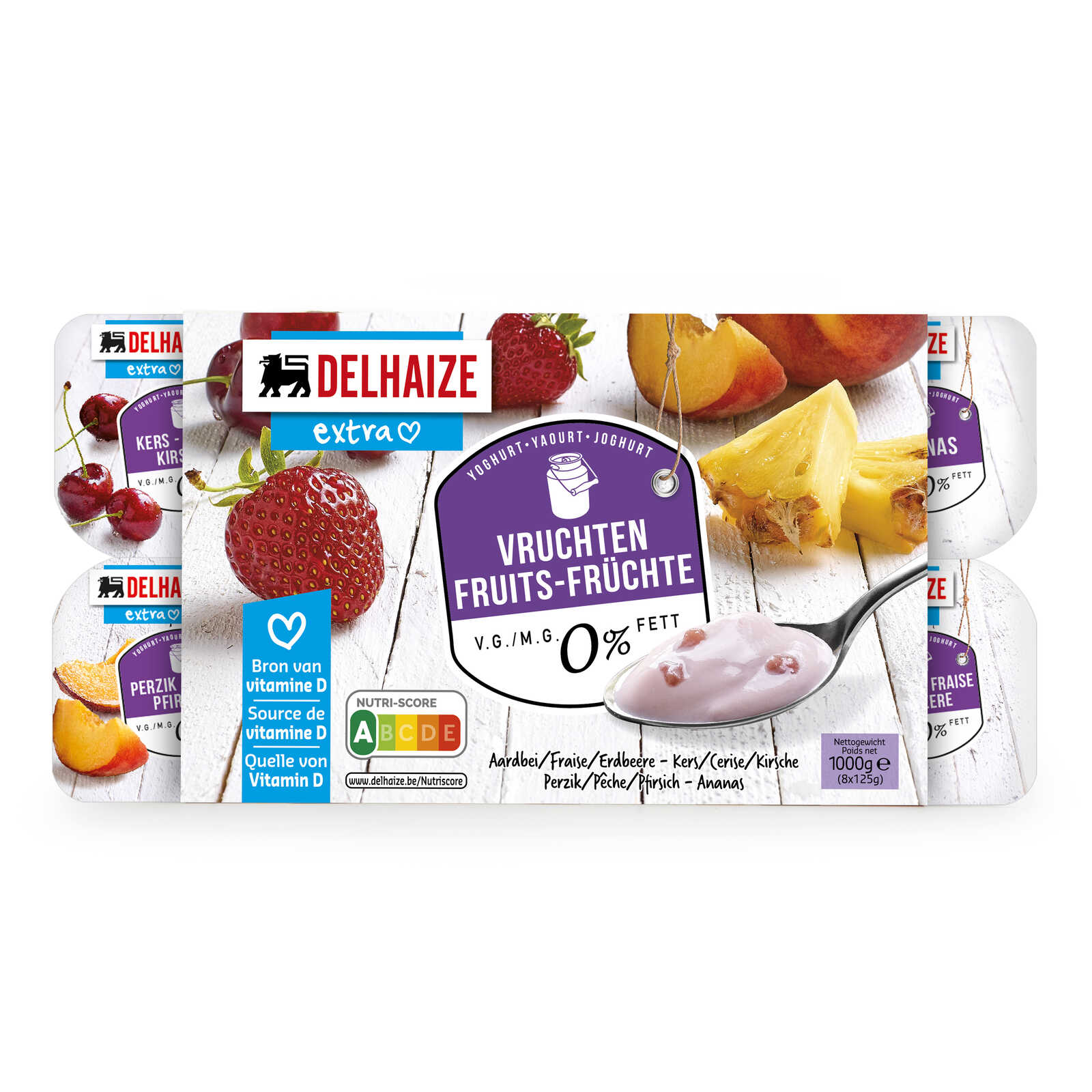 Delhaize | Yaourt | Fruits | 0% m.g. | 8 x 125 gr | Delhaize