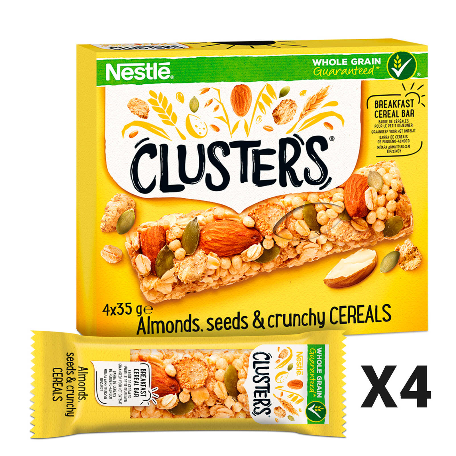 Nestlé | Clusters | Barres céréal | Amandes & Graines | 4 x 35 gr ...