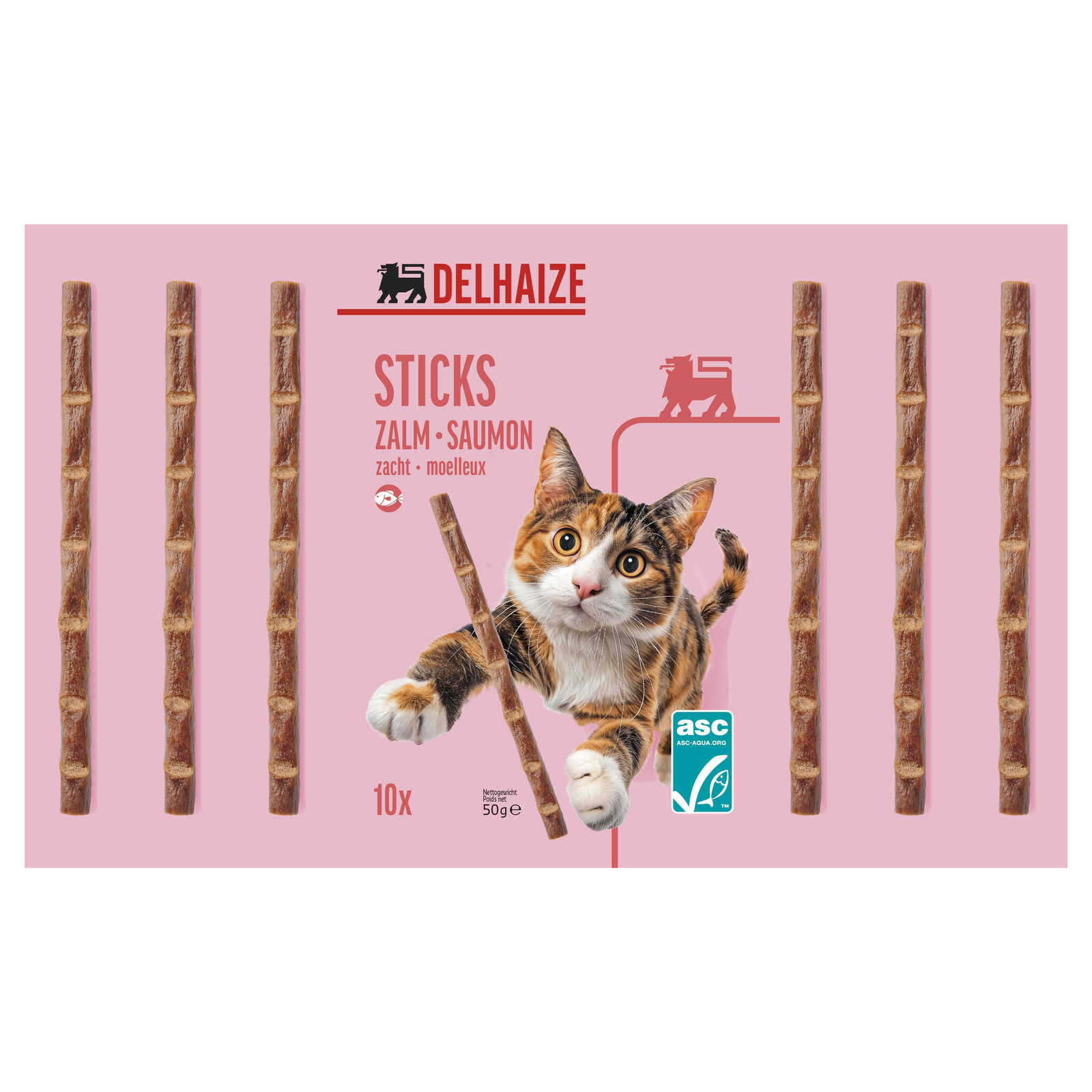Delhaize | Snacks chat | Sticks | Saumon | 10 x 5 gr | Delhaize