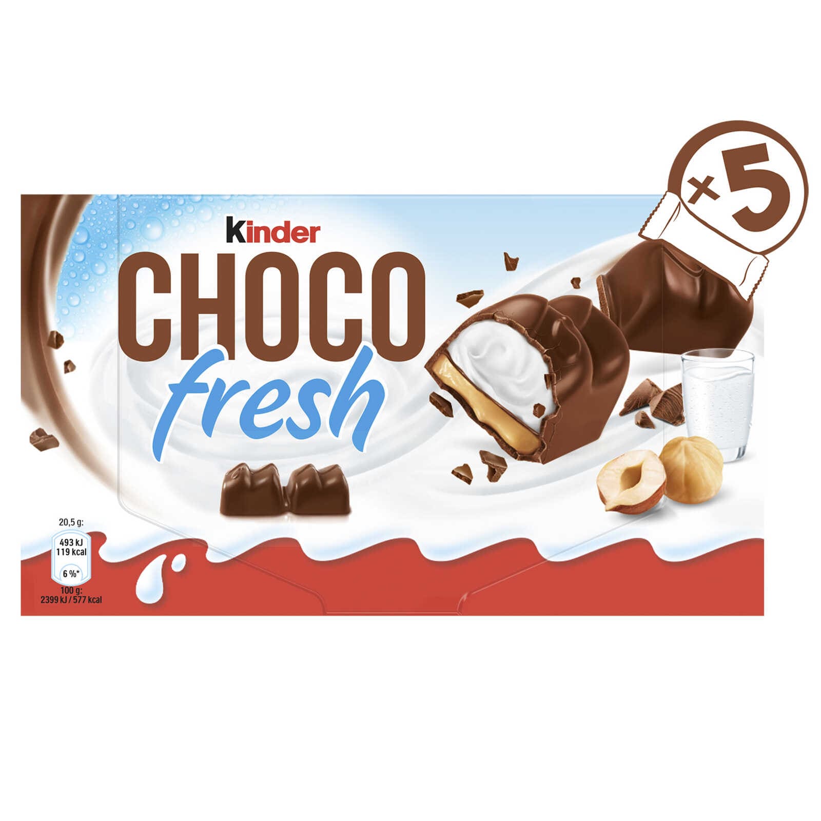 Kinder | Choco Fresh | Bouchée | Chocolat | Lait | Noisette | 5 x 21 gr ...