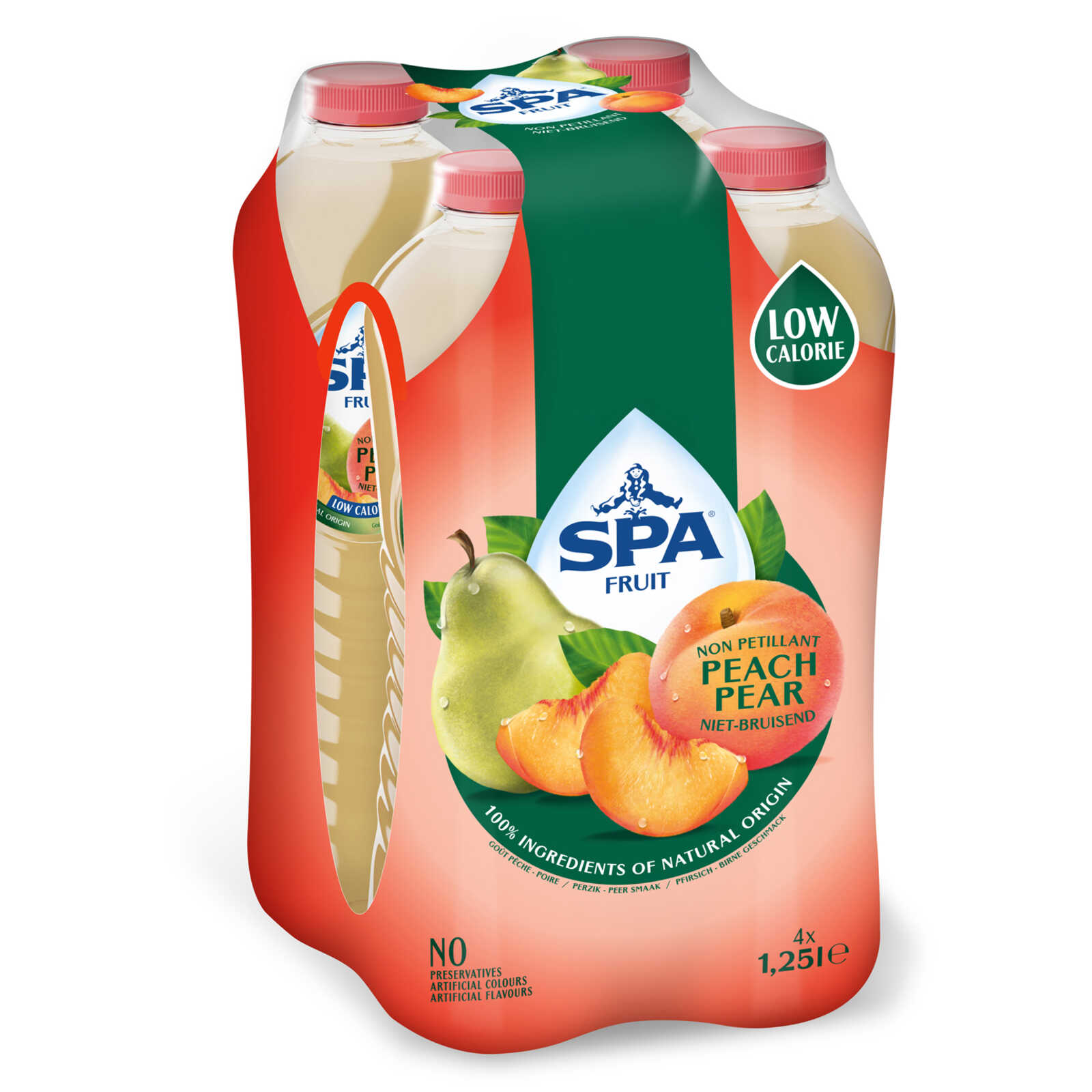 Spa | Fruit | Niet-sprankelend | Perzik-Peer | 4 x 1,25 l | Delhaize