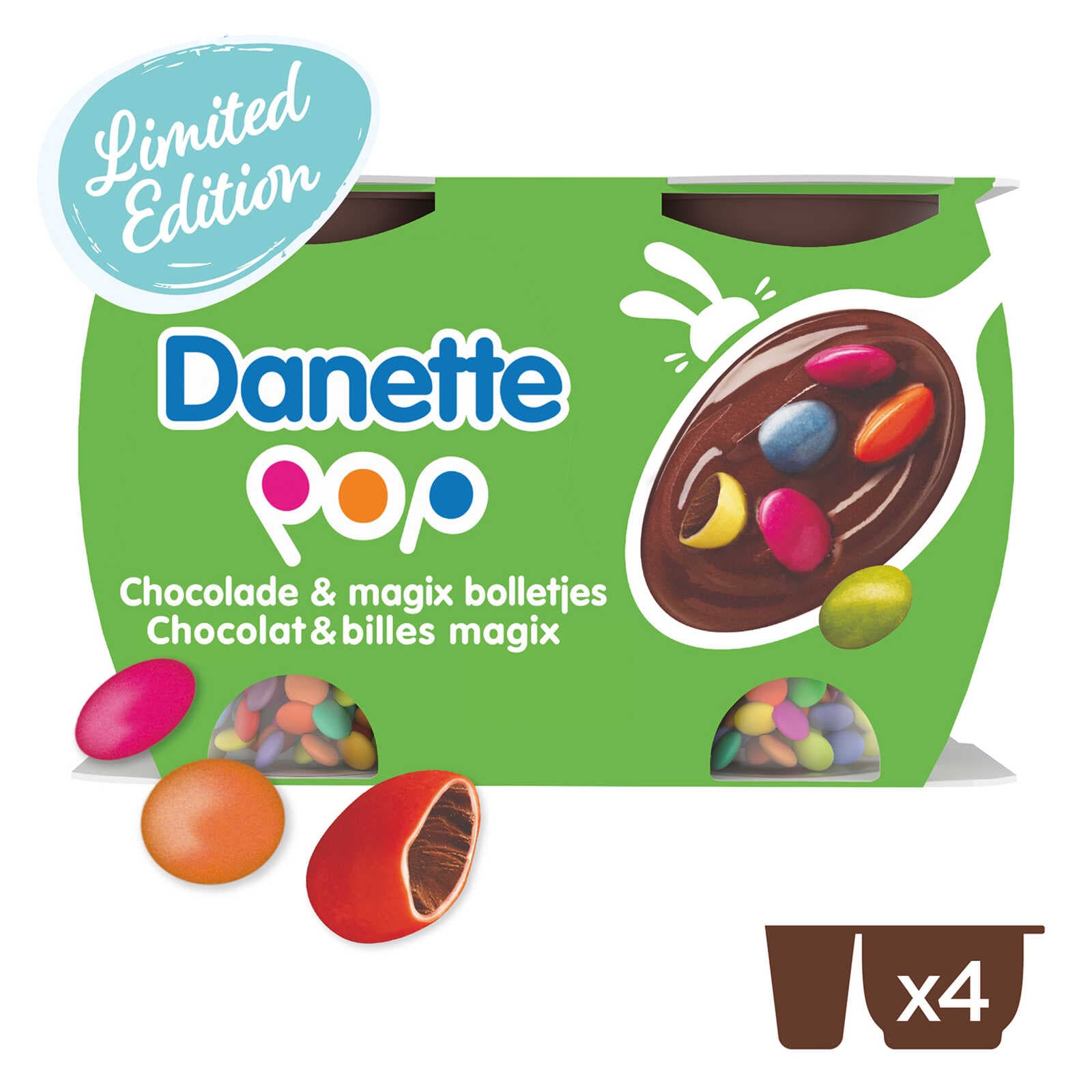 Danette | Cream dessert | Pop | Choco | Magix | 4 x 120 gr | Delhaize