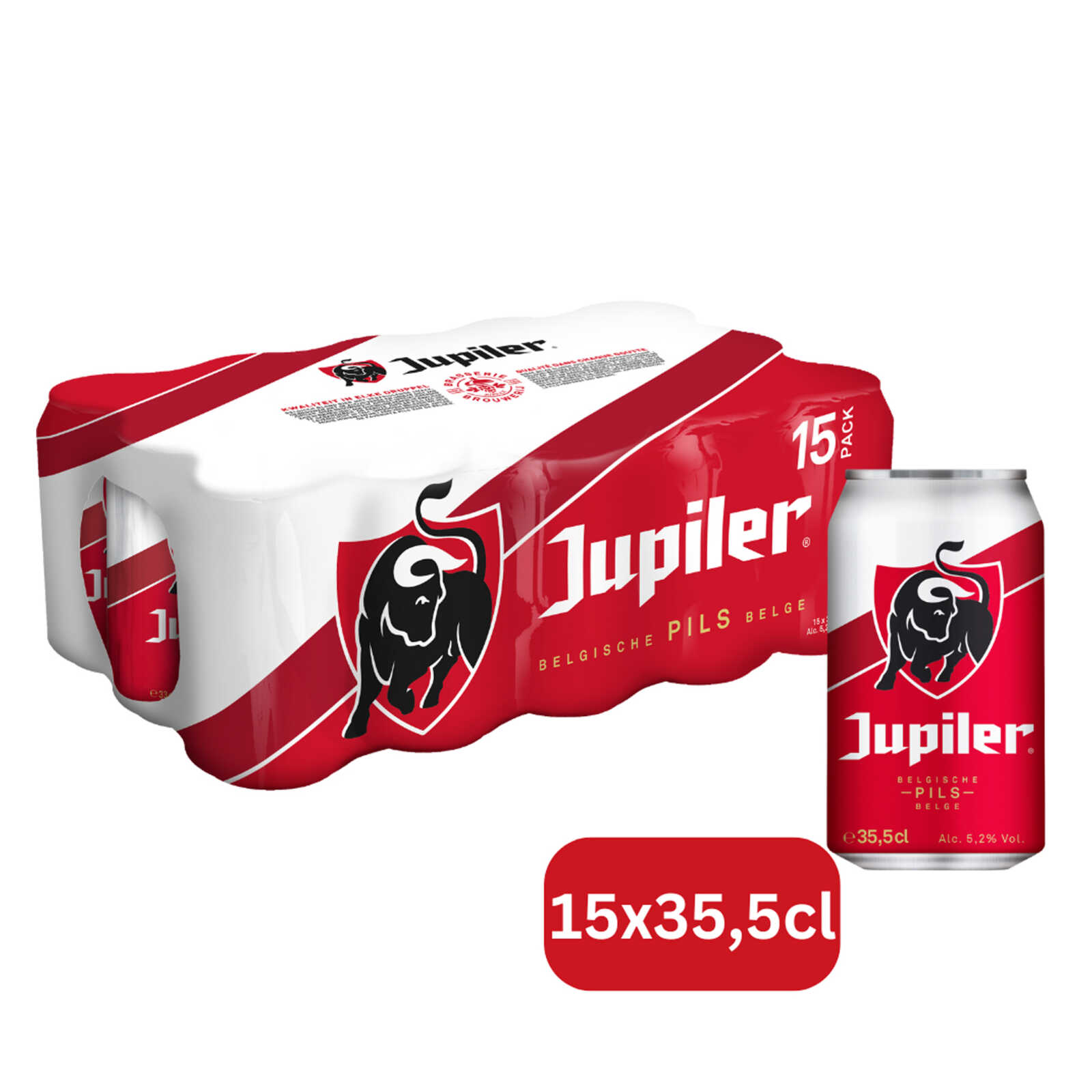 Jupiler | Bière Blonde | Pils | 5,2% alc. | Canette | 15 x 35,5 cl ...