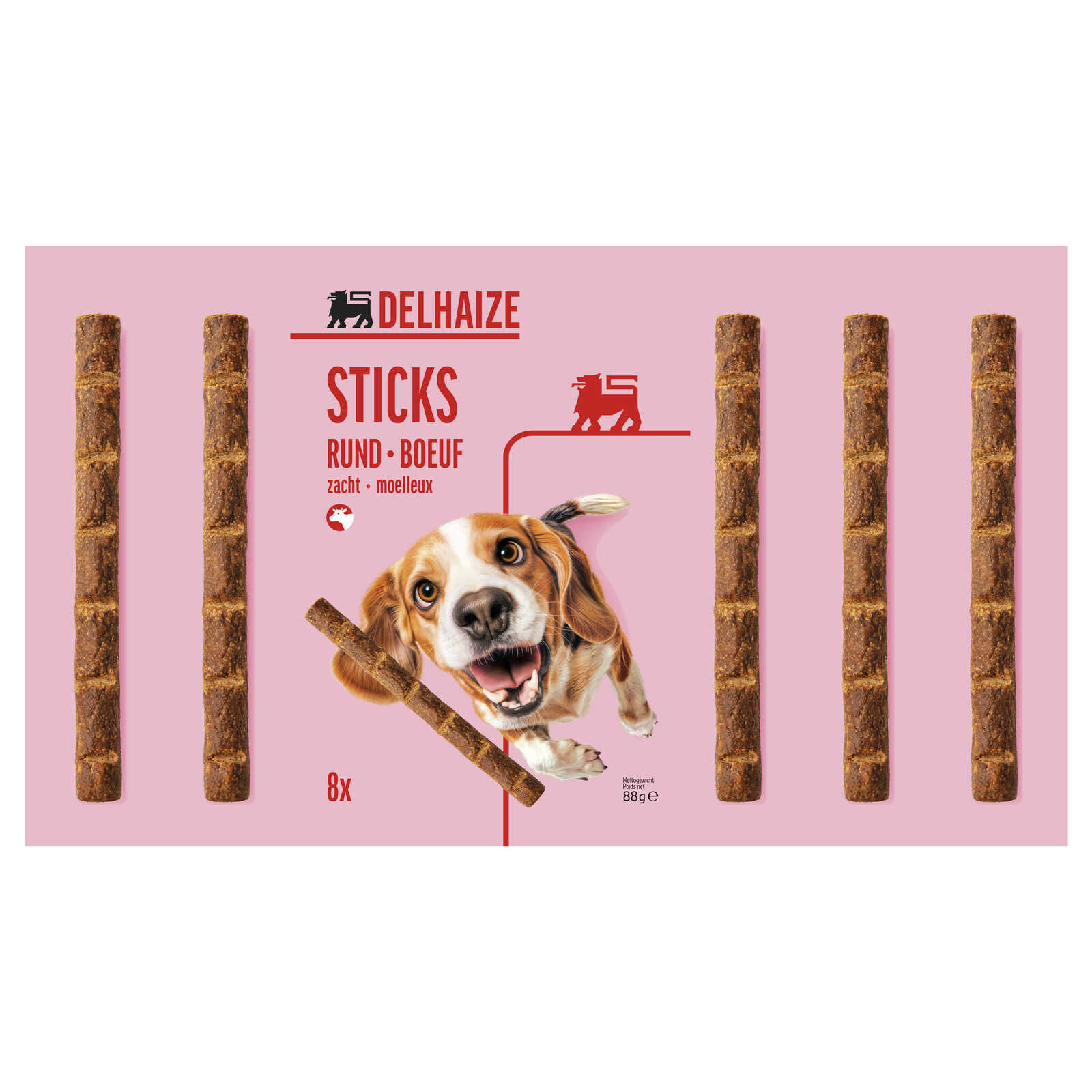 Delhaize | Snacks chien | Sticks | Boeuf | 8 x 11 gr | Delhaize