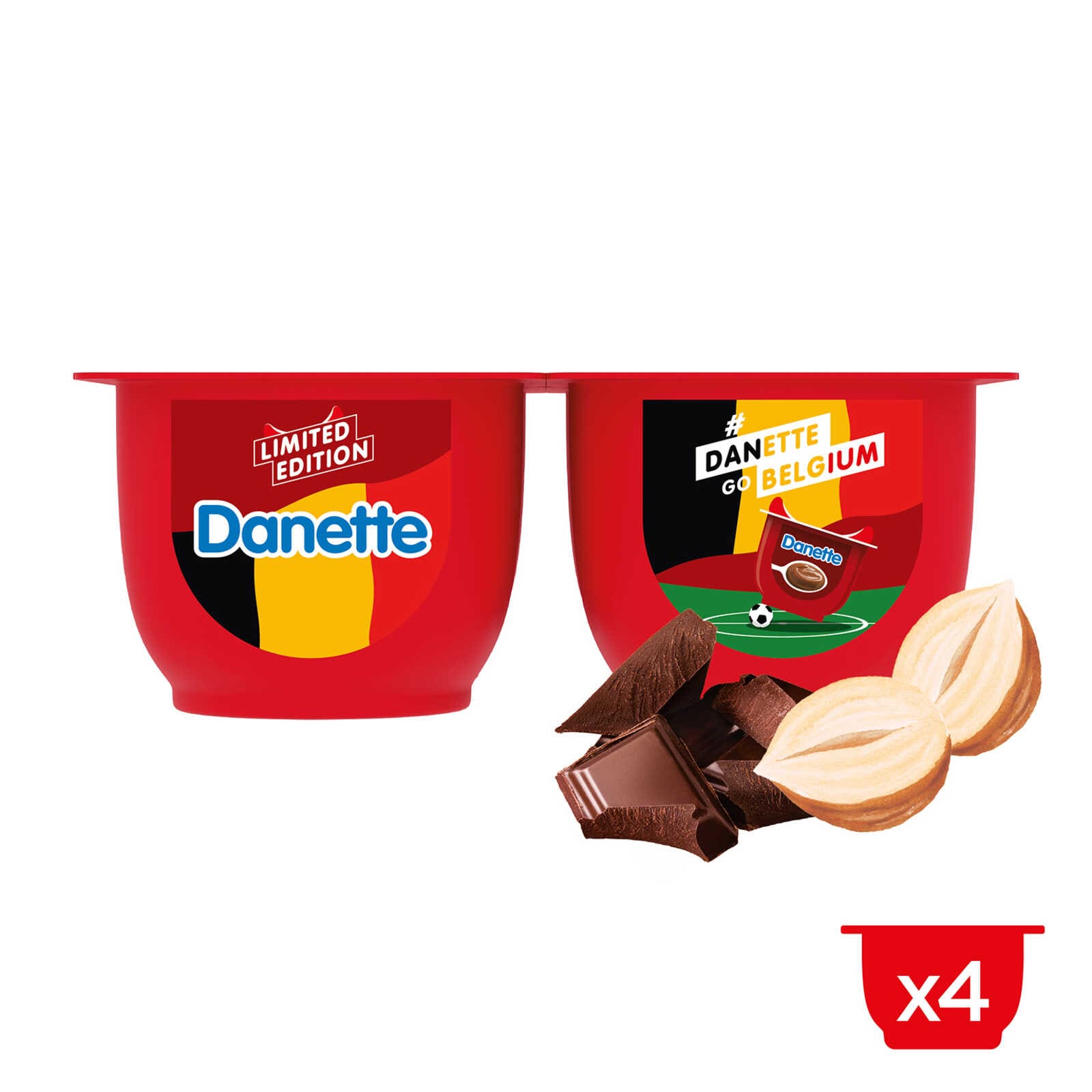 DANETTE | Roomdessert | chocolade hazelnootsmaak | 4 x 125 gr | Delhaize