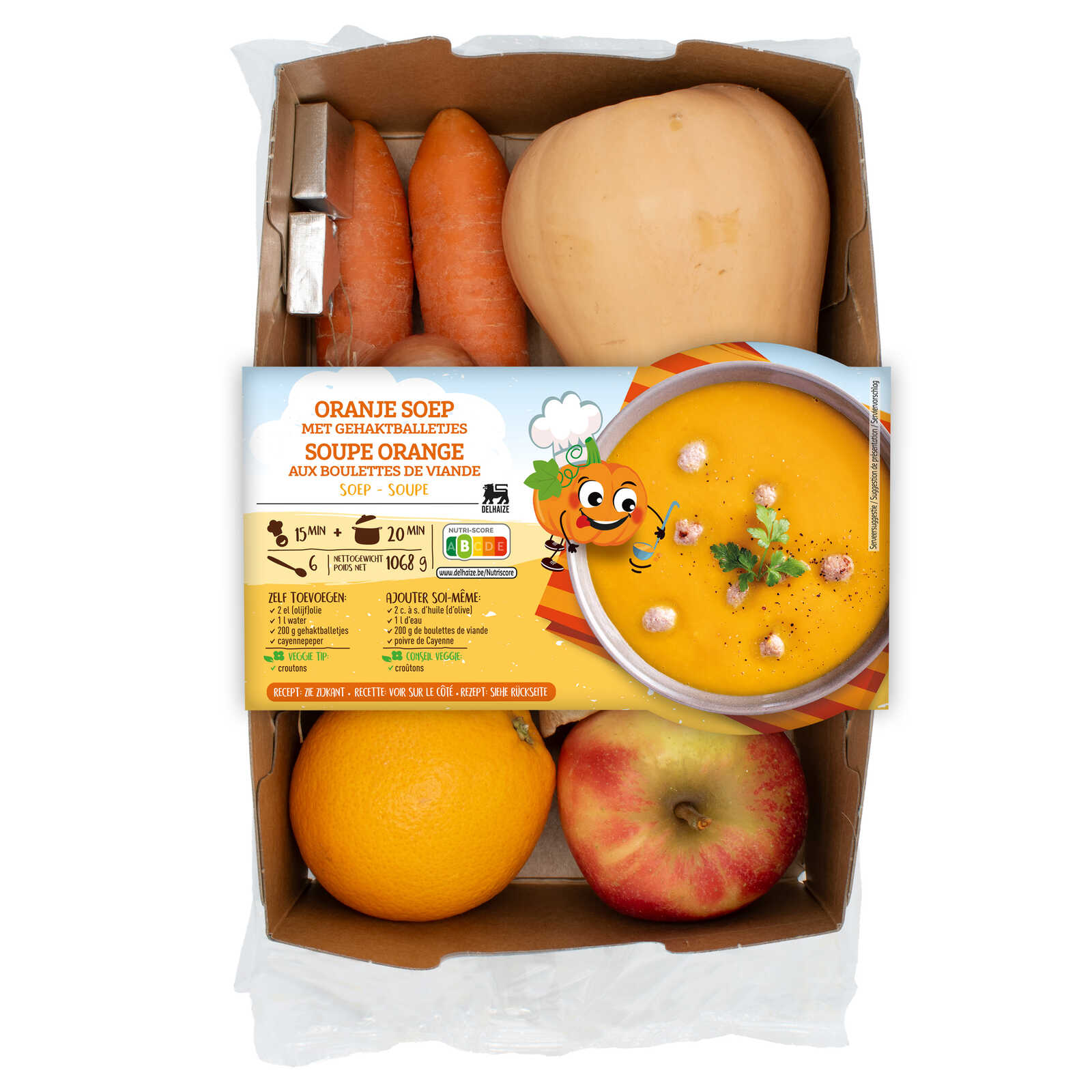 Delhaize | Boïte de repas | Soupe orange avec boulette | 1,068 kg ...
