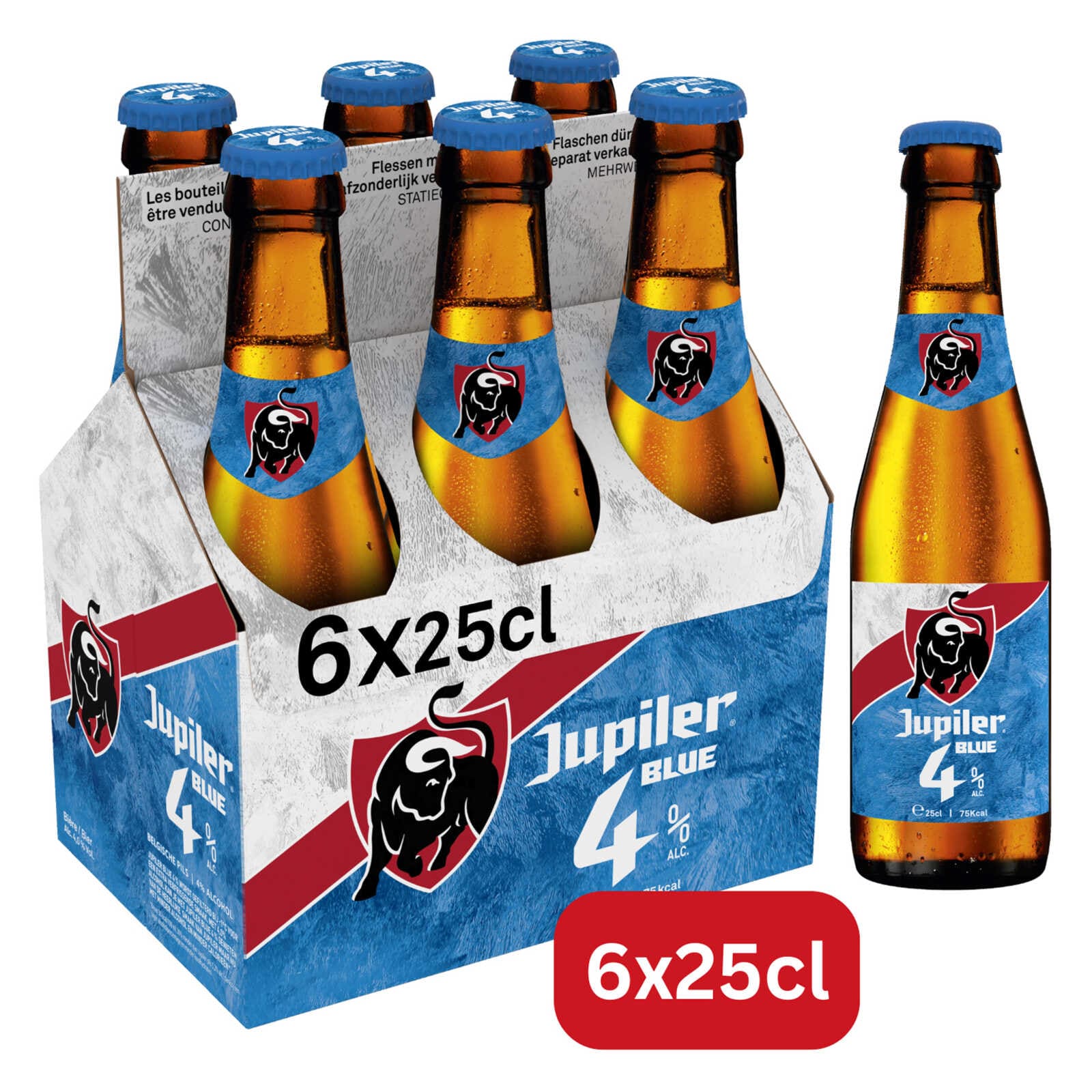 Jupiler | Bière Blonde | Pils | Blue | 4% alc. | Bouteille | 6 x 25 cl | Delhaize