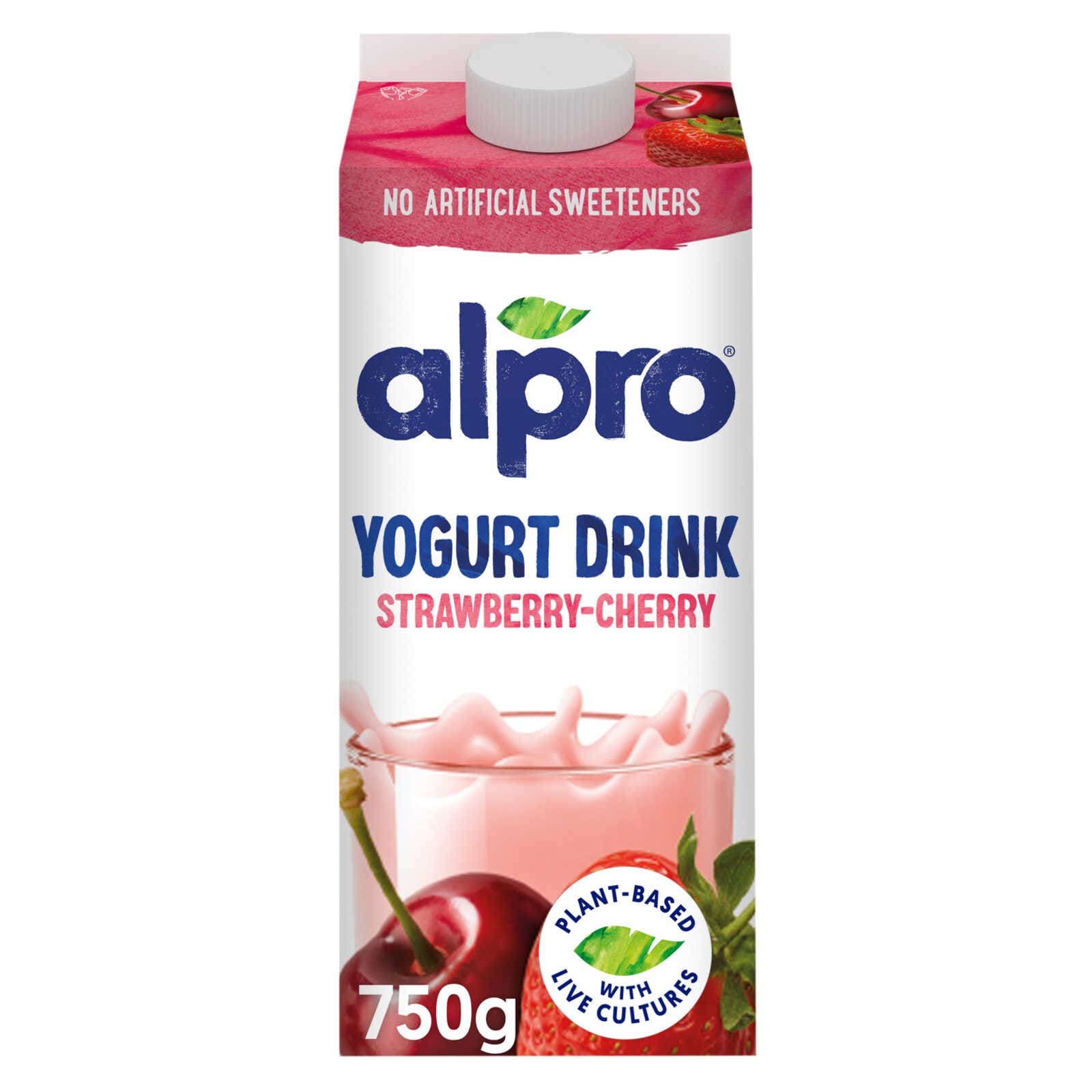 Alpro | Yaourt à boire végétal | Fraise-Cerise | 75 cl | Delhaize