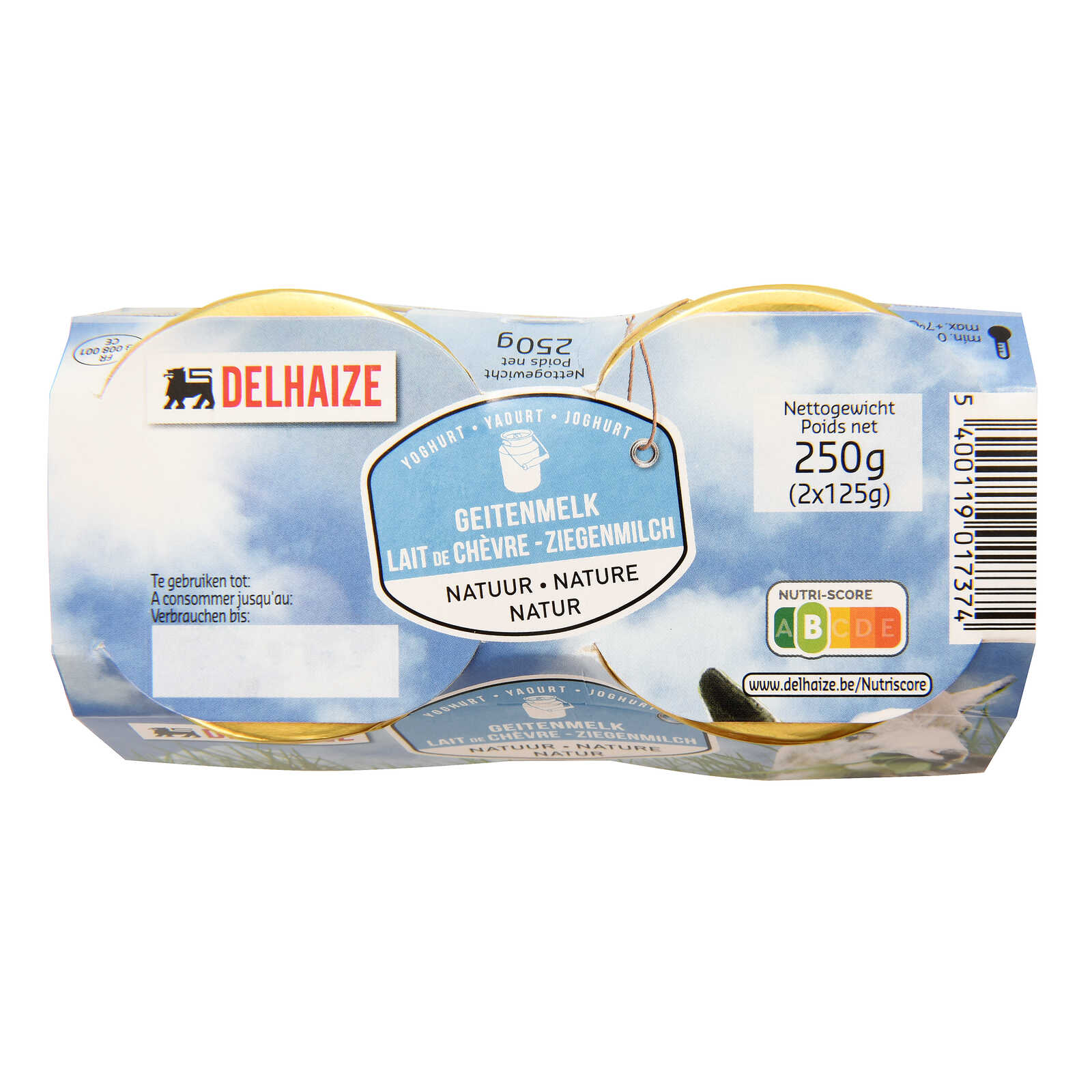 Delhaize | Yoghurt | Natuur | 96% geitenmelk | 2 x 120 gr | Delhaize