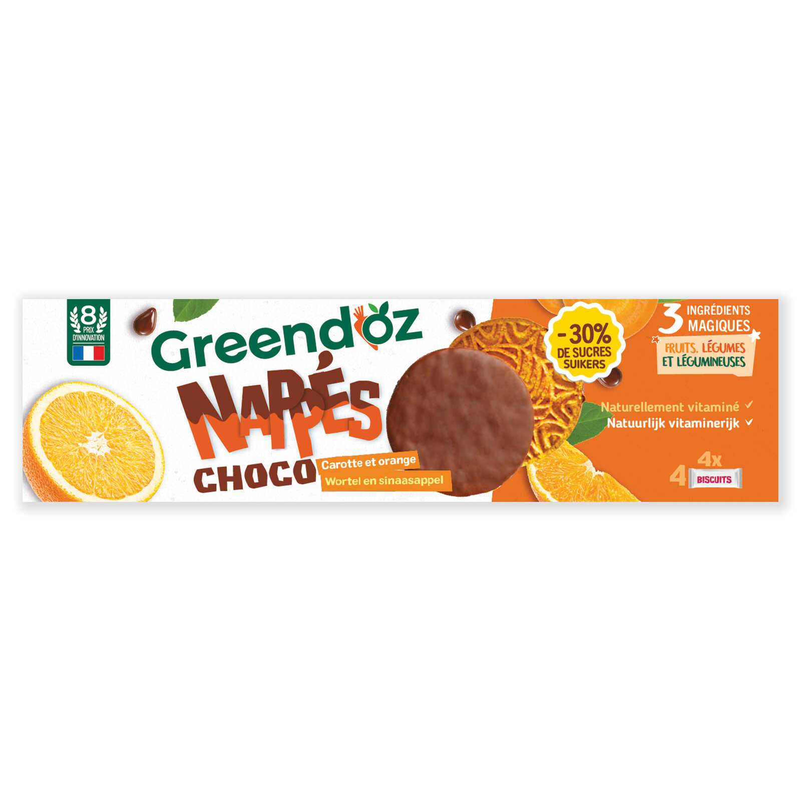 GreendOz | Koekjes | Sinaasappel-wortel | Chocolade | 120 gr | Delhaize