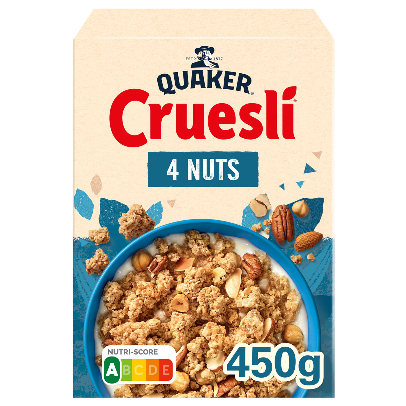 Quaker | Cruesli | 4 Nuts | Cereales | Muesli | 450G | 450 gr | Delhaize
