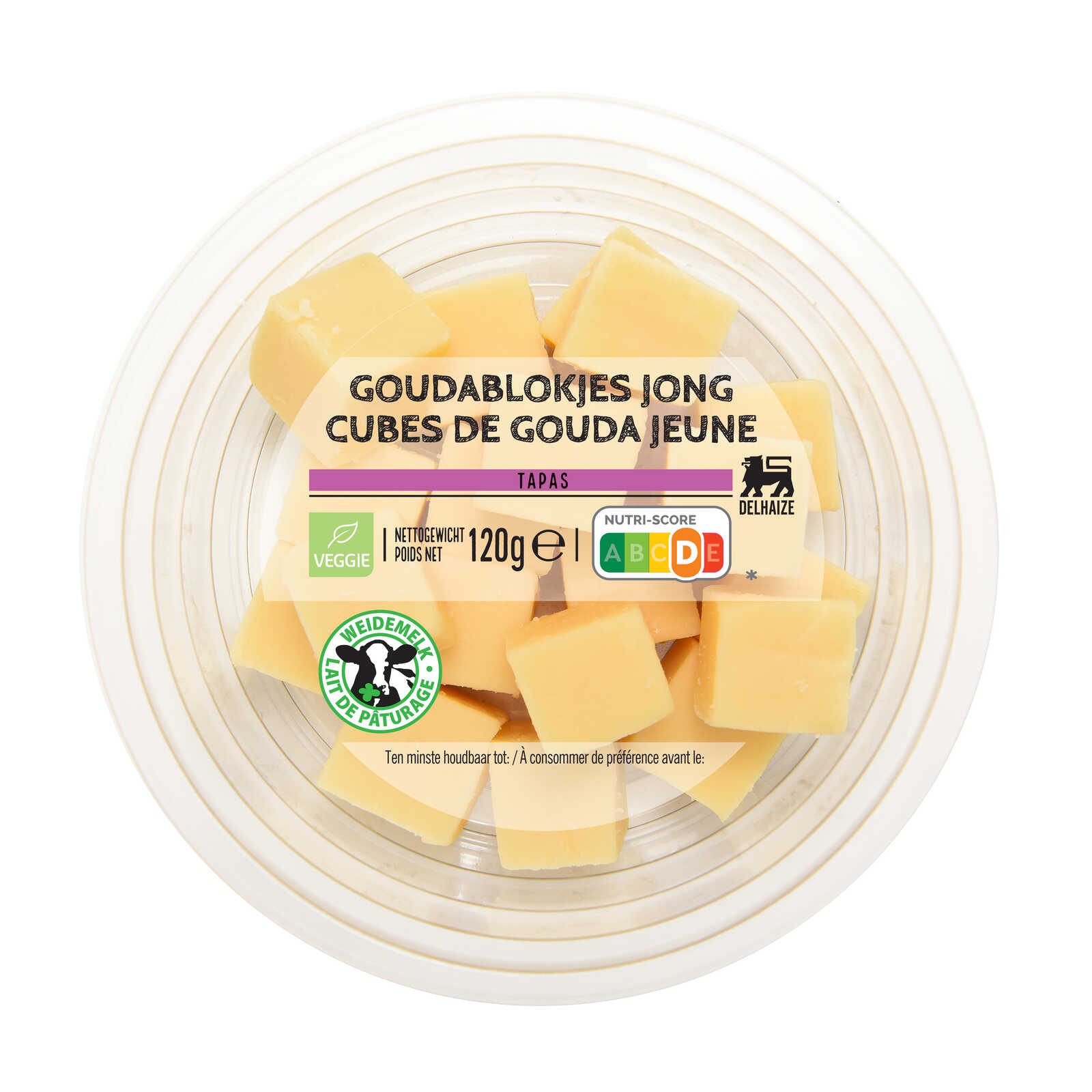 Delhaize | Gouda | Fromage Jeune | Cubes | 120 gr | Delhaize