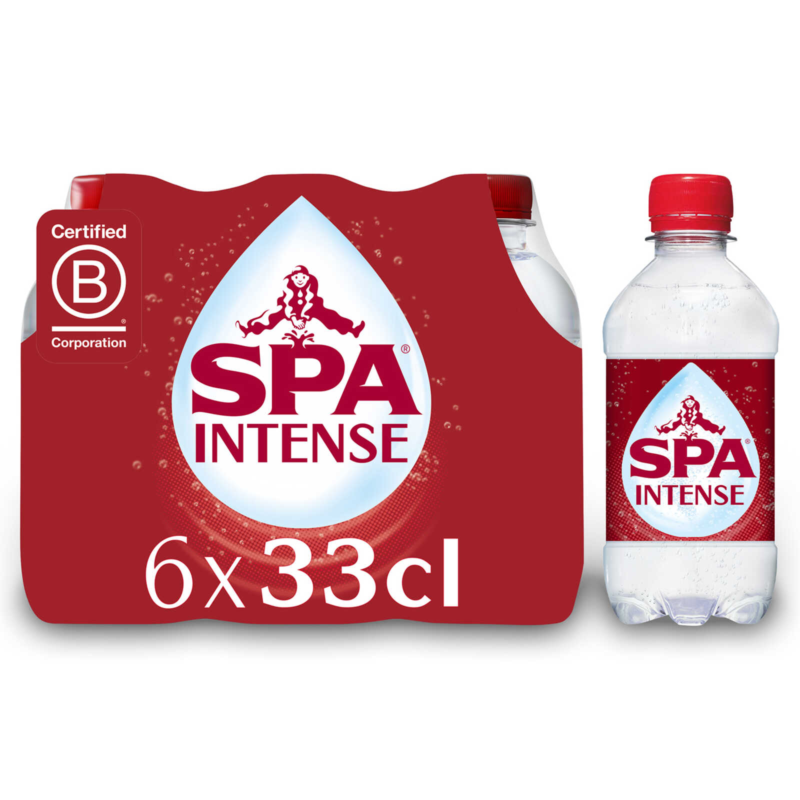 Spa | Intense | Eau minérale | Pétillante | PET | 6 x 33 cl | Delhaize
