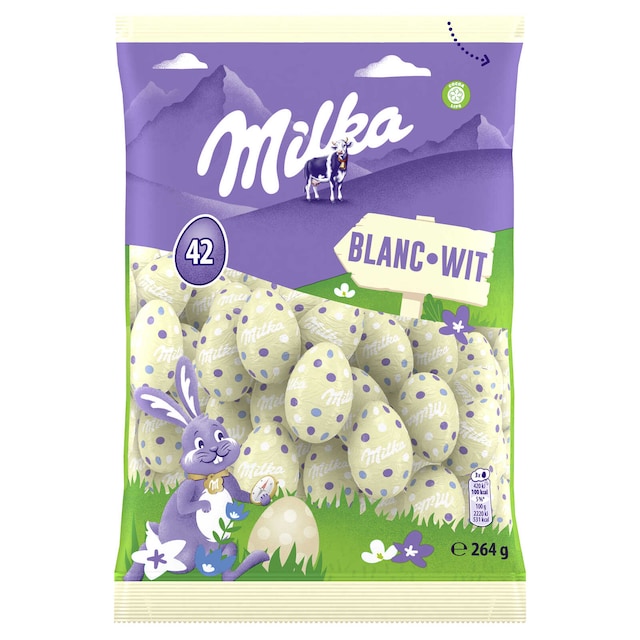 Milka | oeufs de Pâques | Chocolat Blanc | Plein | 264 gr | Delhaize