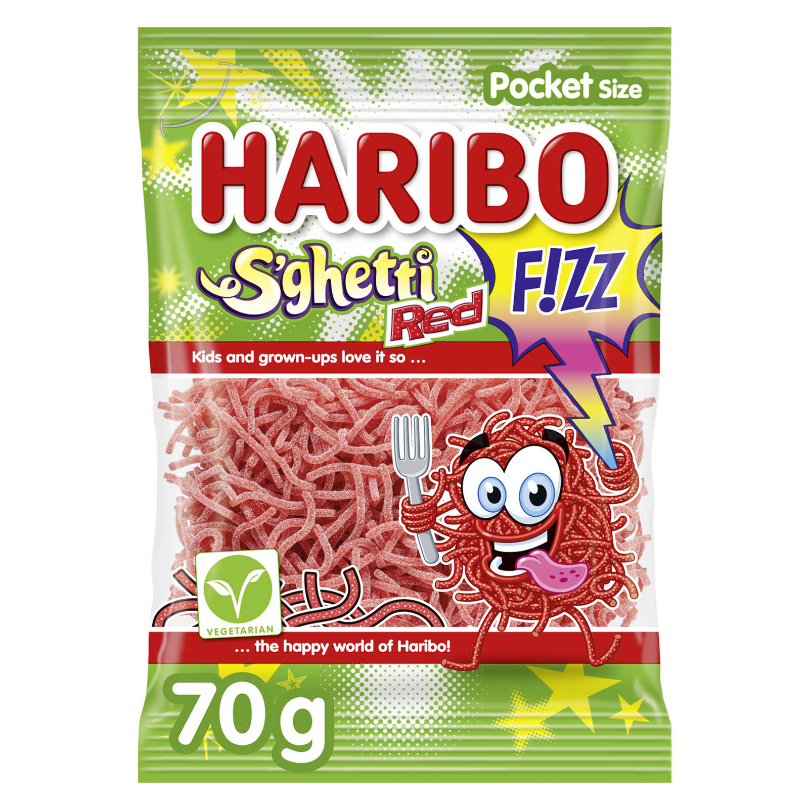 Haribo | Snoepjes | Spaghetti Red F!zz | 70 gr | Delhaize