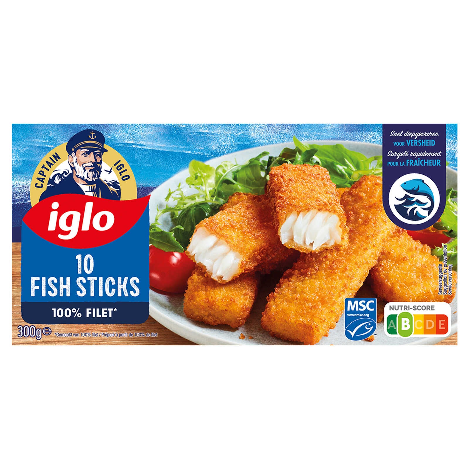Iglo | Fish Sticks | Paquet de 10 | 300 gr | Delhaize