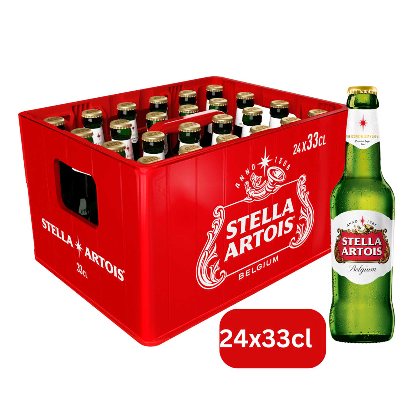 Stella Artois | Blond Bier | Pils | 5,2% Alc. | Bak | 24 x 33 cl | Delhaize
