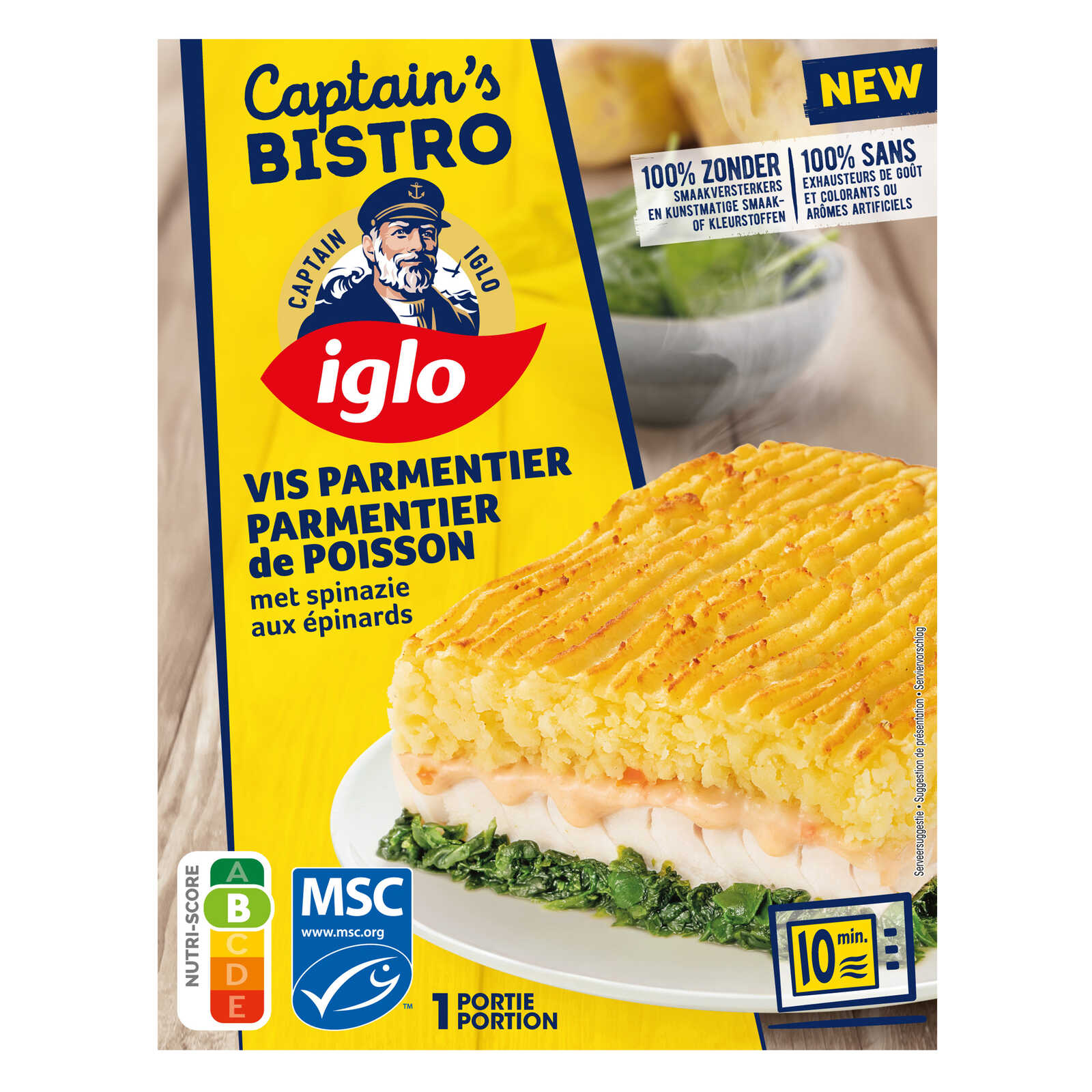 Iglo | Captain Bistro | Parmentier | Poisson | Epinards | 450 gr | Delhaize