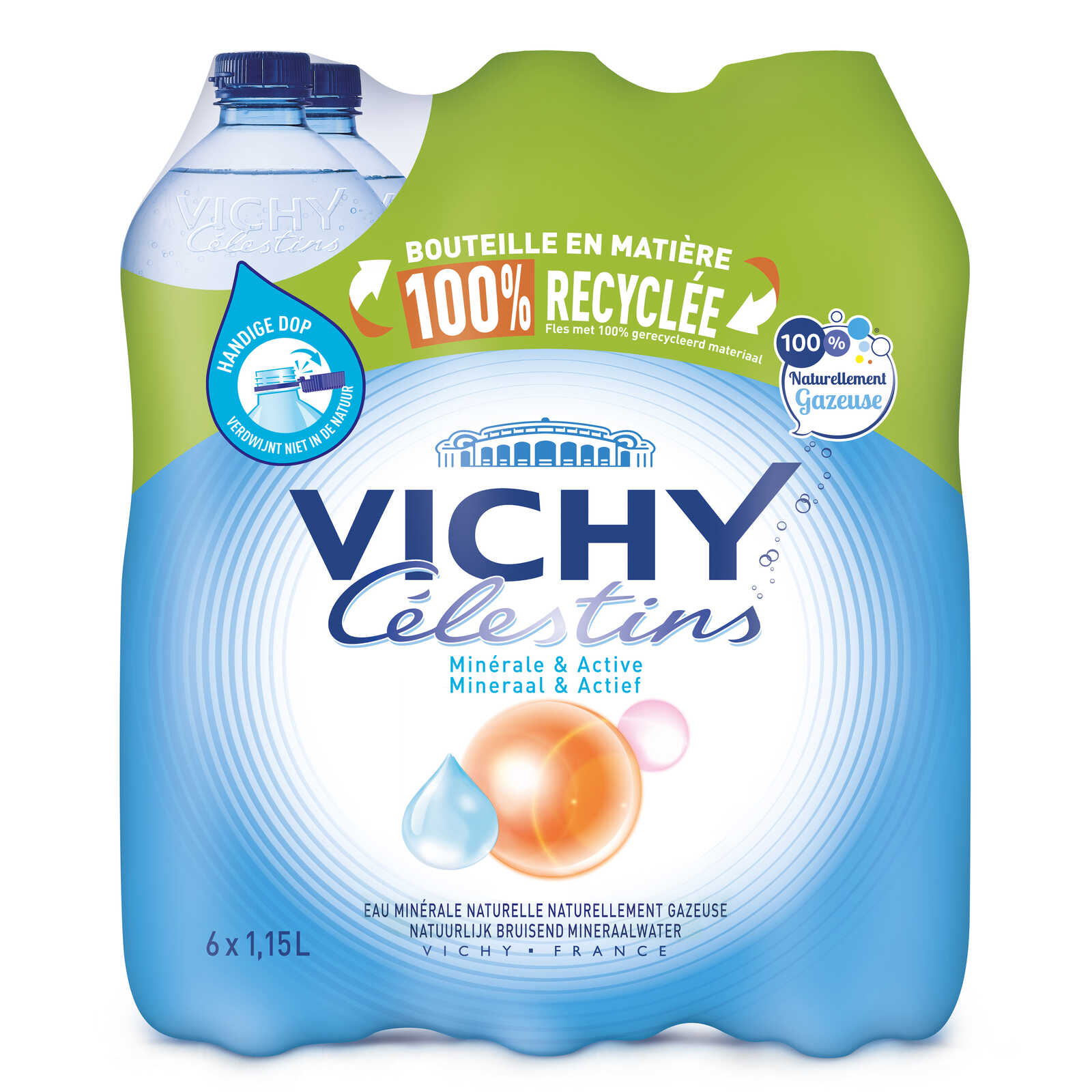Vichy Célestins | Eau minérale | Pétillante | PET | 6 x 1,15 l | Delhaize