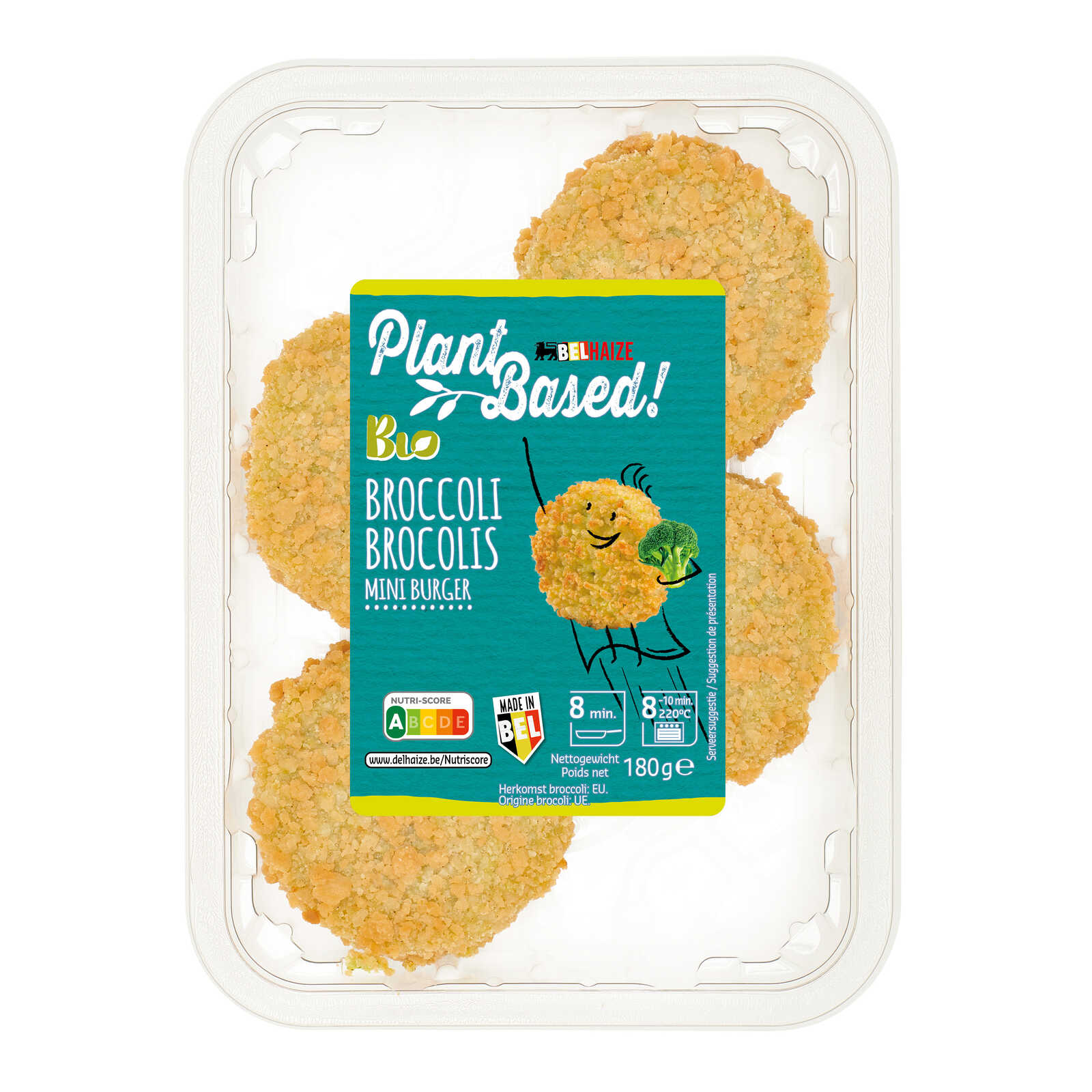 Delhaize | Plant-Based | Mini burger | Broccoli | Veggie | Bio | 180 gr ...