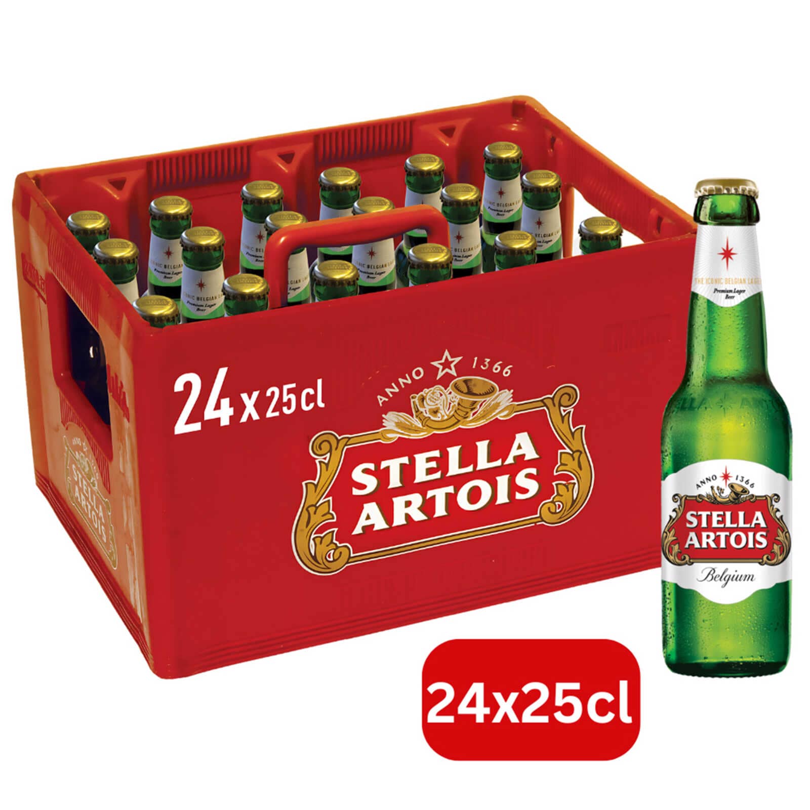 Stella Artois | Blond Bier | Pils | 5,2% Alc. | Bak | 24 x 25 cl | Delhaize