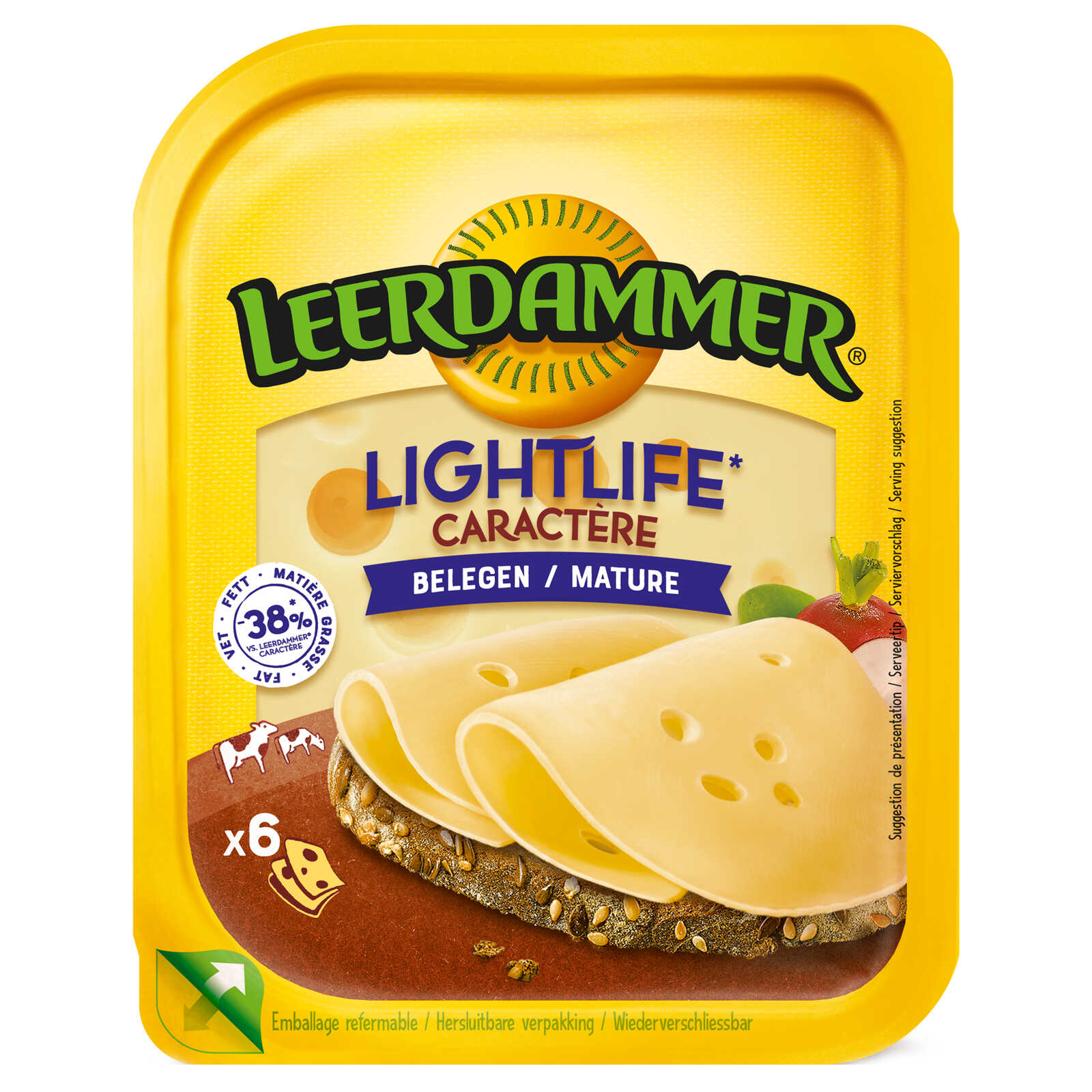 Leerdammer | Fromage | Caractère | Light | Tranches | 150 gr | Delhaize